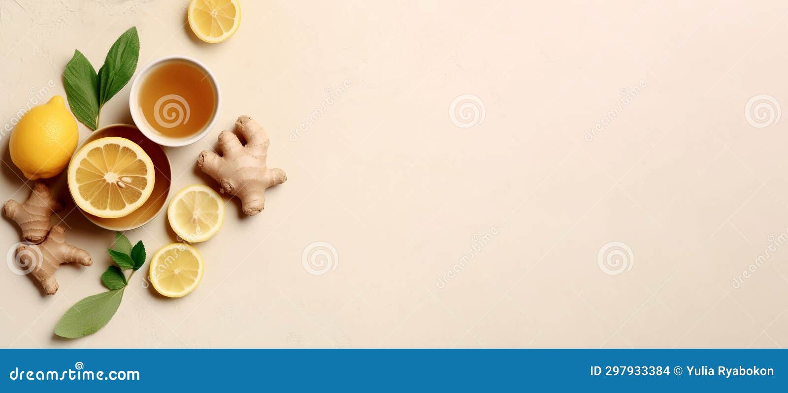 Ginger Tea Top View Banner. Generate Ai Stock Photo - Image of aromatic ...