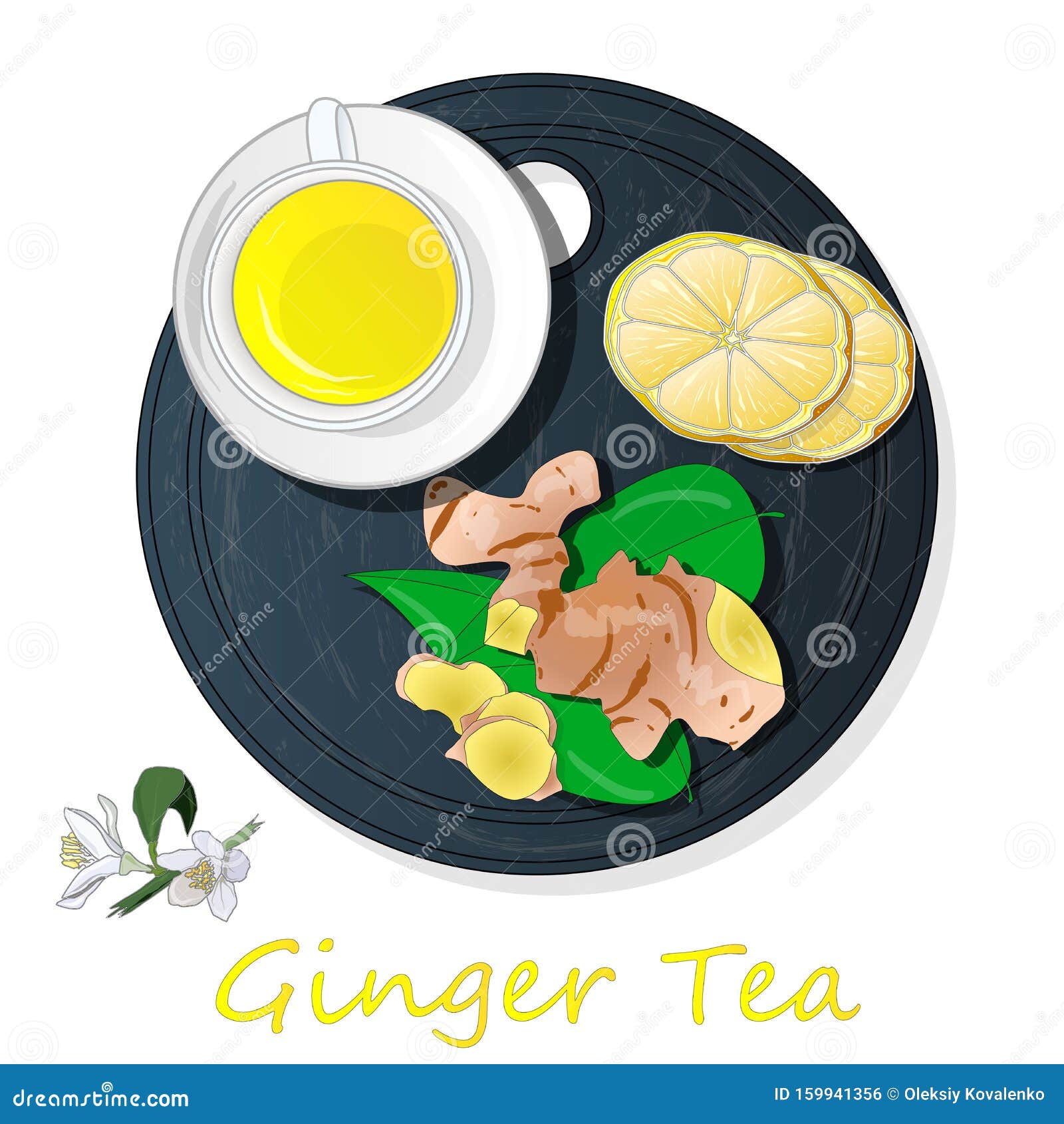 Ginger Tea Vector Illustration Isolated Set Top View Stock Vector ...