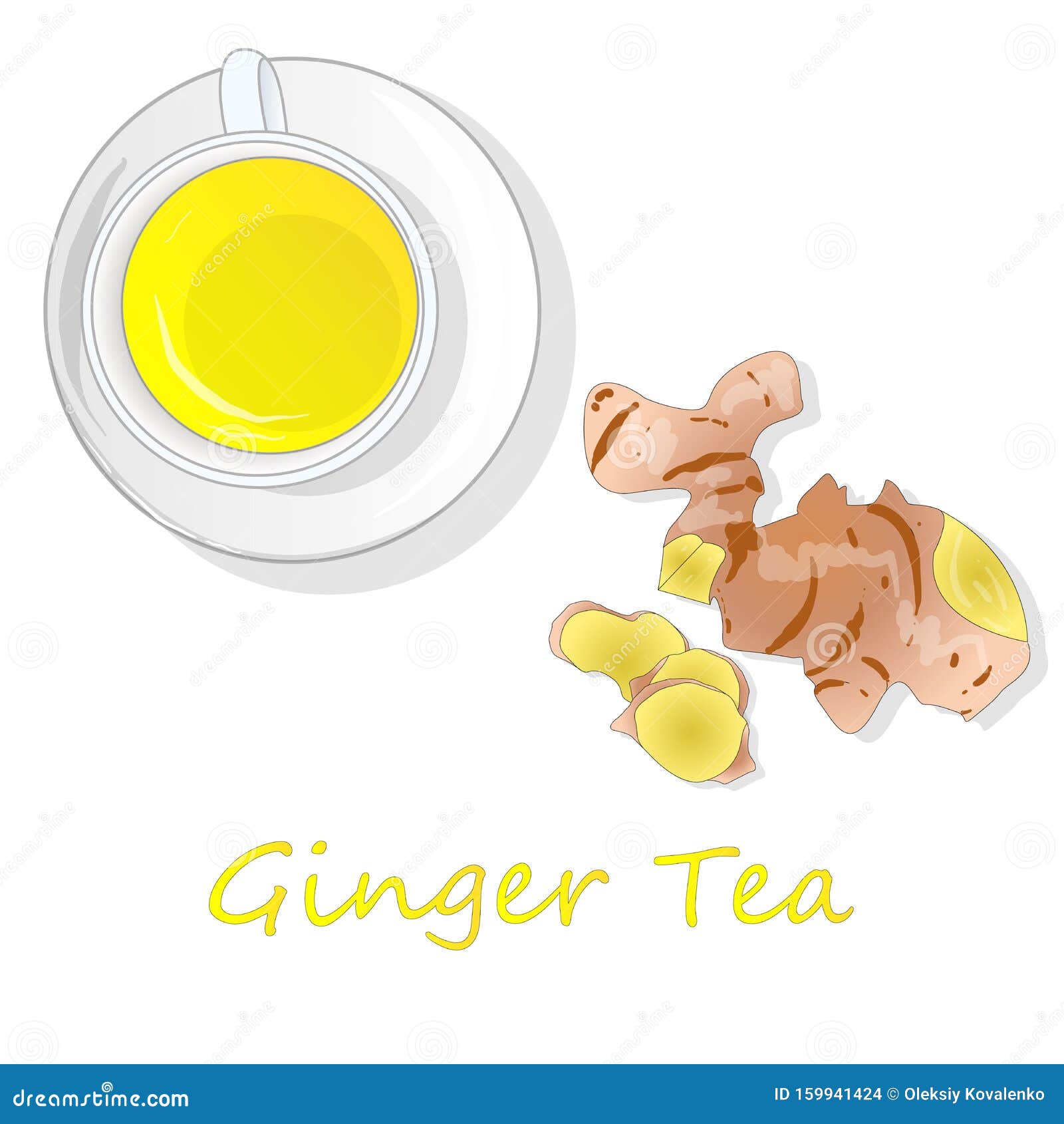 Ginger Tea Vector Illustration Isolated Set Top View Stock Vector ...