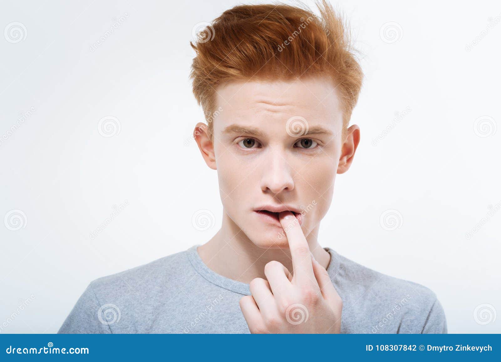 Ginger Thoughtful Guy Begging for Advice Stock Photo - Image of light ...