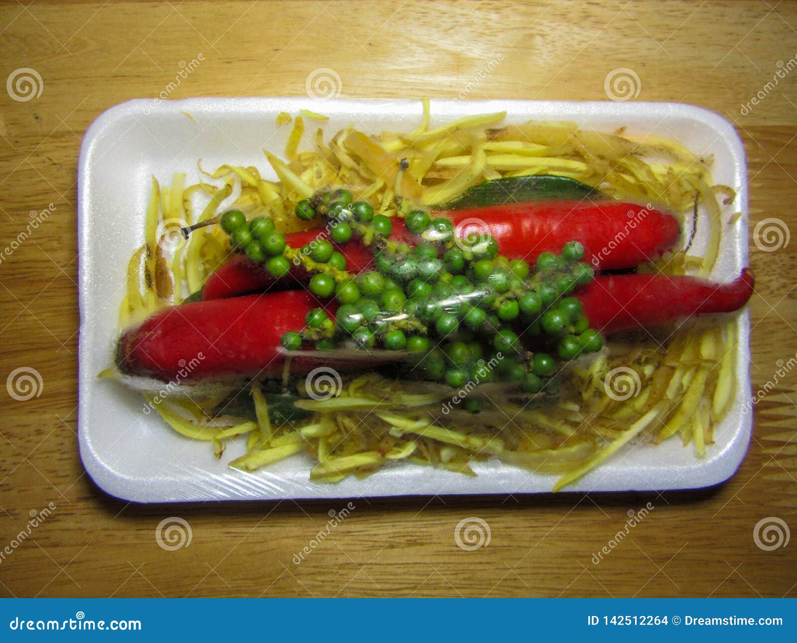 Ginger,chili and Pepper in Pack on Table Woods Stock Photo - Image of ...