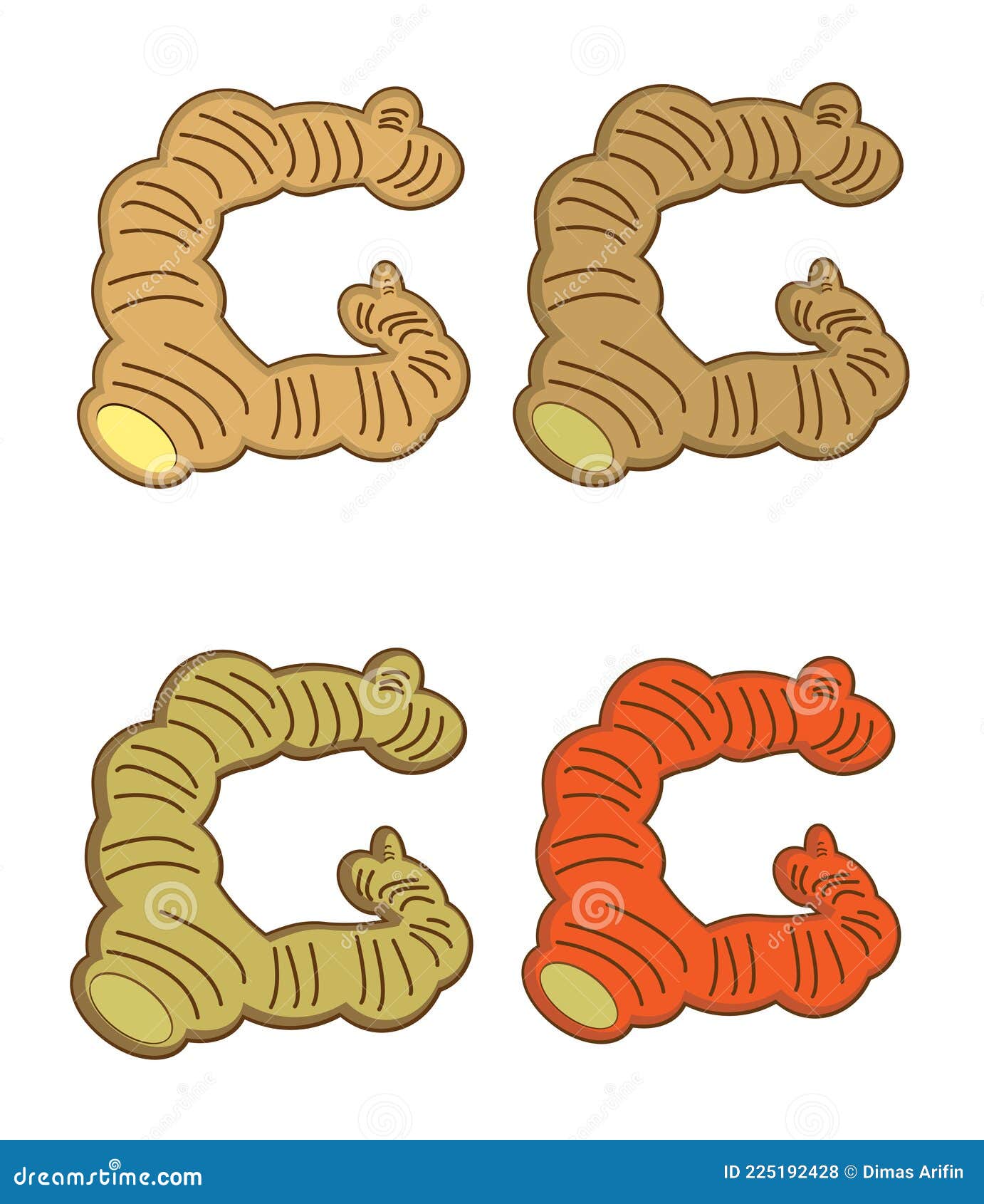 Ginger Vegetable Mixed Colors Stock Vector - Illustration of face ...