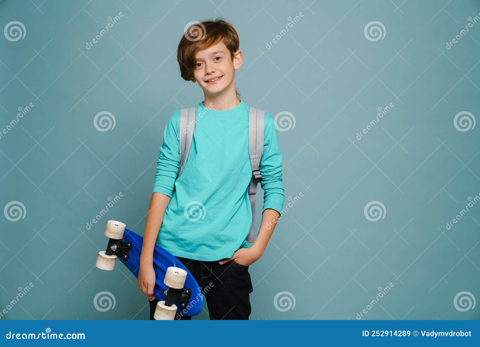 Ginger White Boy Smiling while Posing with Skateboard Stock Image ...
