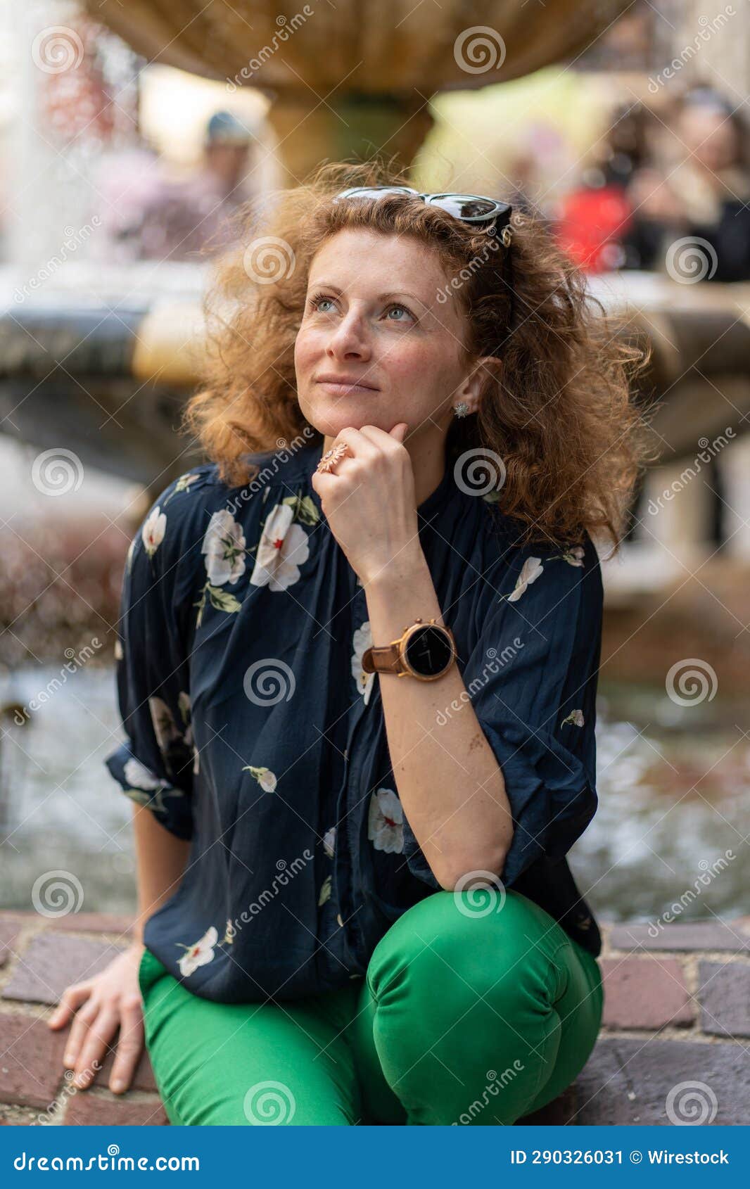 Ginger Woman Model Posing Over Architecturial Elements. Stock Image ...