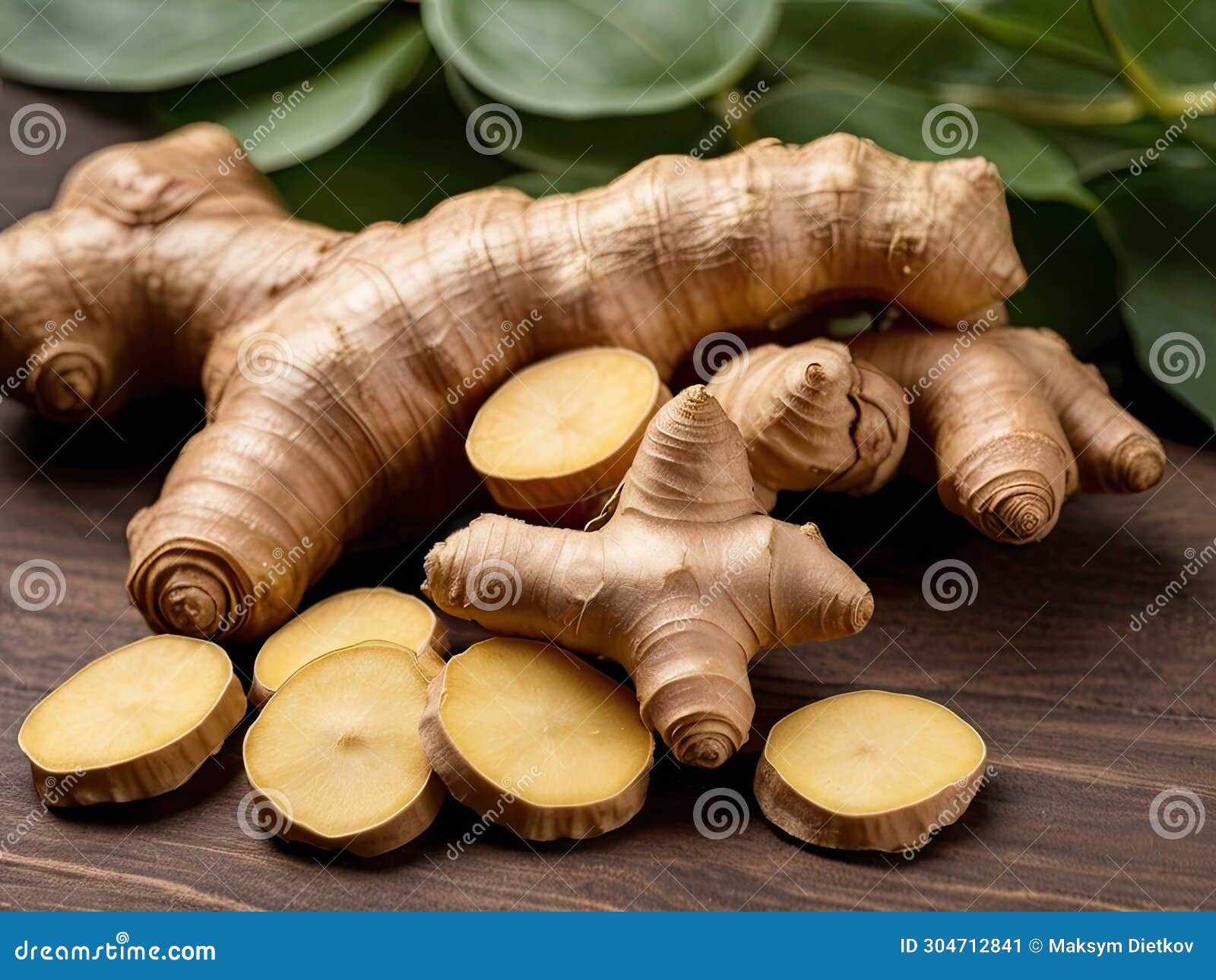 Ginger (Zingiber Officinale) Root And Cut Slice. Ink Black And White ...