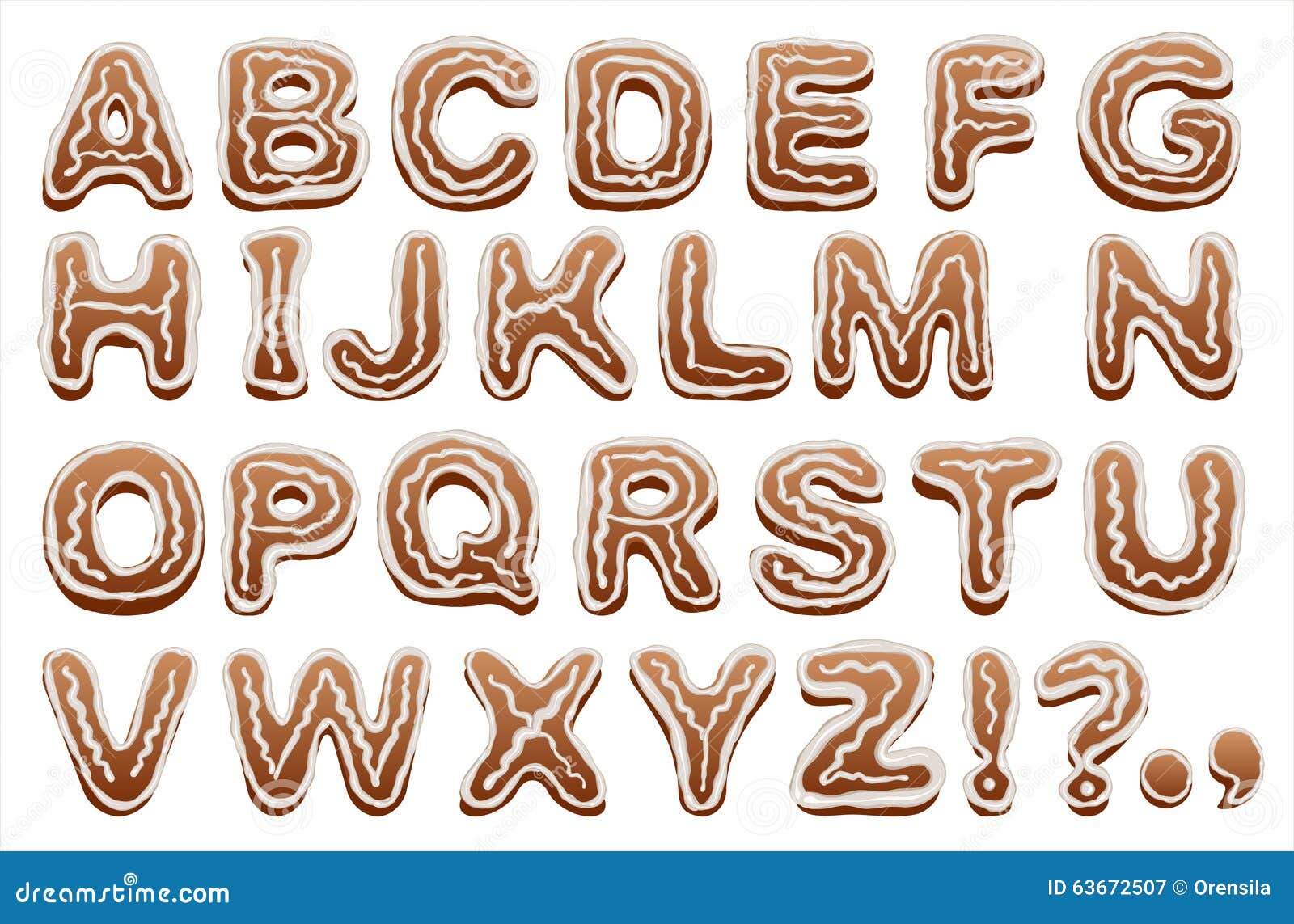Gingerbread Alphabet. Baking Letters Stock Vector - Illustration of ...