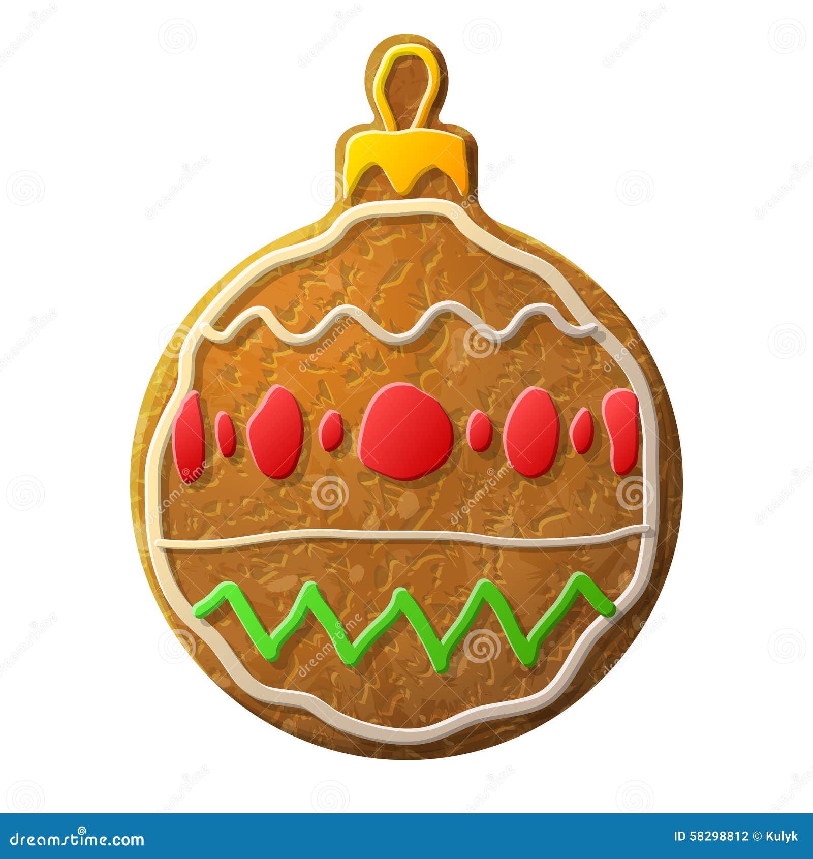 Gingerbread Bauble Symbol Decorated Colored Icing Stock Vector ...