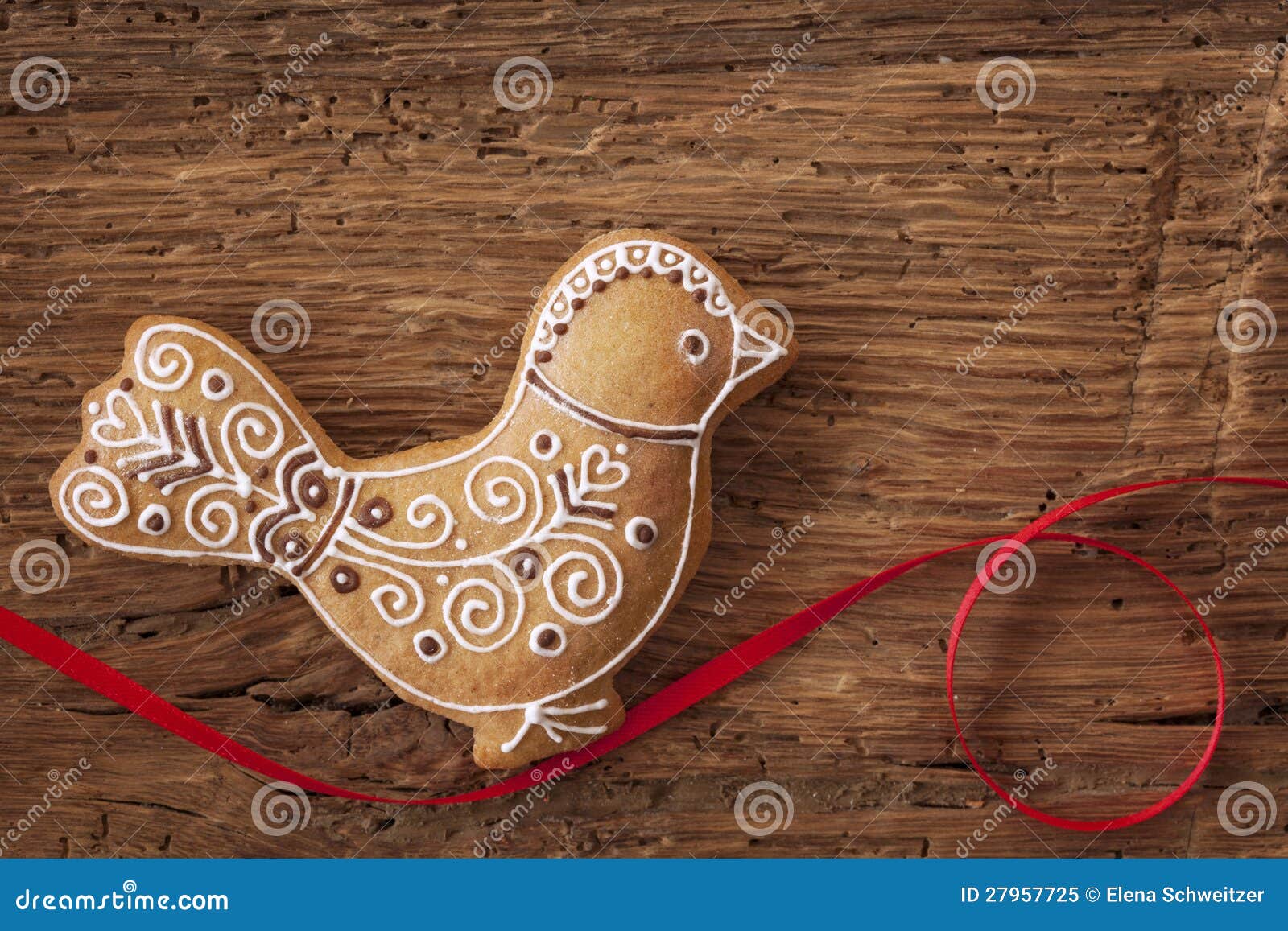 Gingerbread bird cookie stock image. Image of ribbon - 27957725