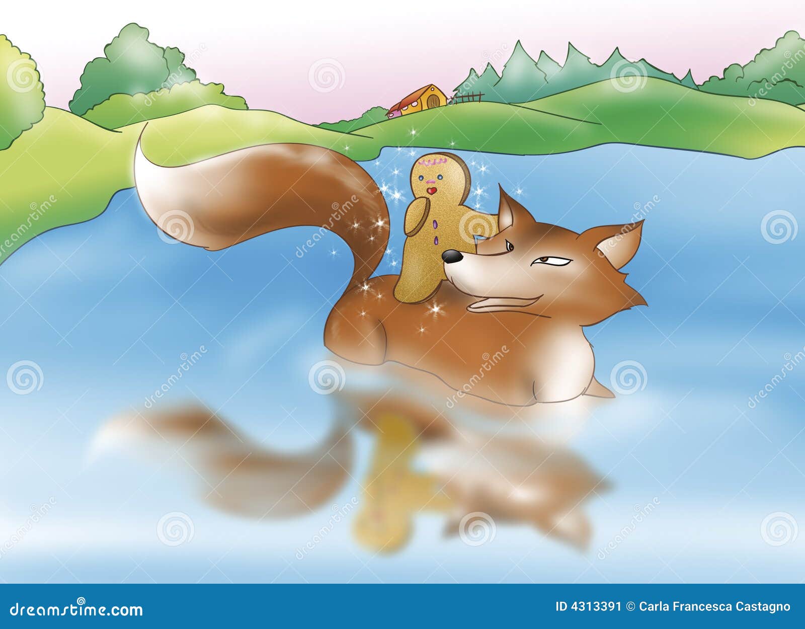 Gingerbread boy and fox stock illustration. Illustration of folktale ...
