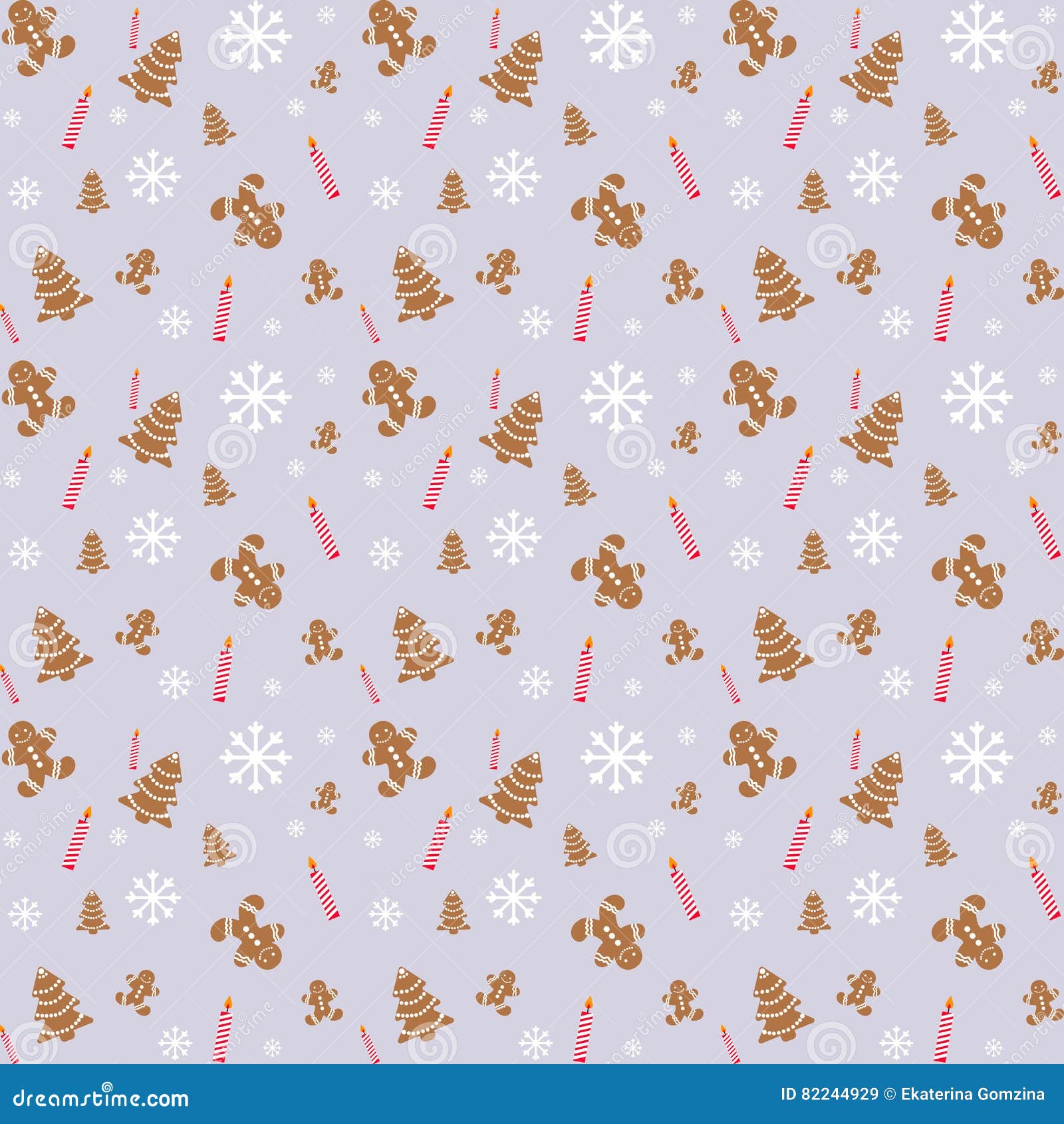 Gingerbread, Candles and Snow Flakes Pattern Stock Vector ...