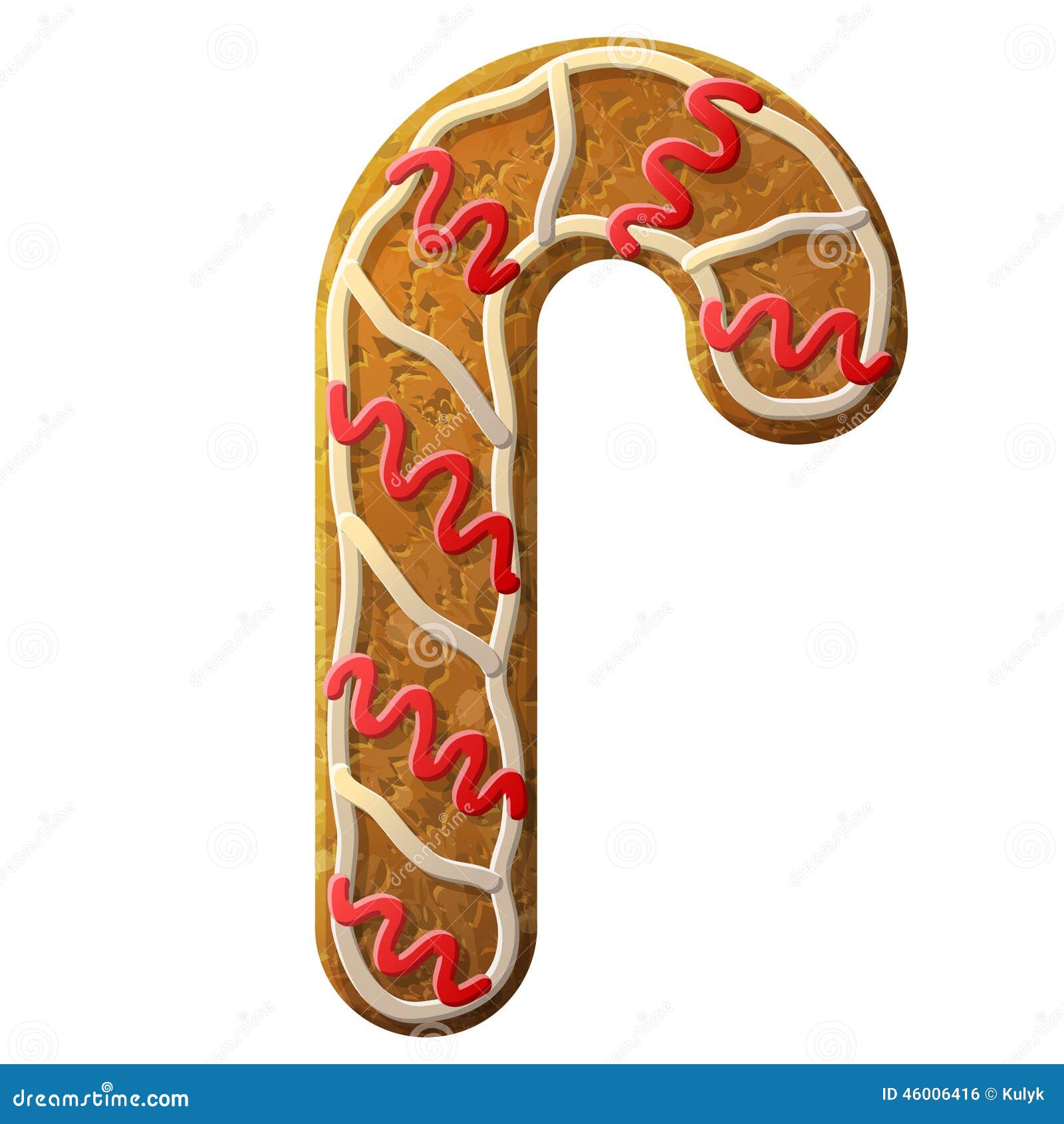 Gingerbread Candy Cane Symbol Decorated Colored Icing Stock Vector ...