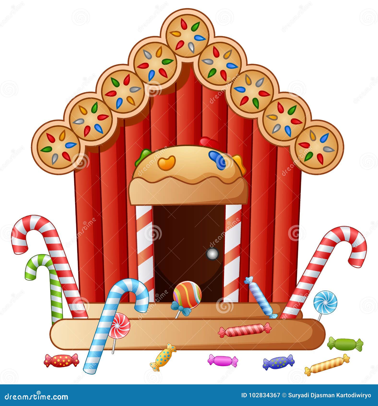 Gingerbread Man And Candy Cane Drawing Vector Illustration ...