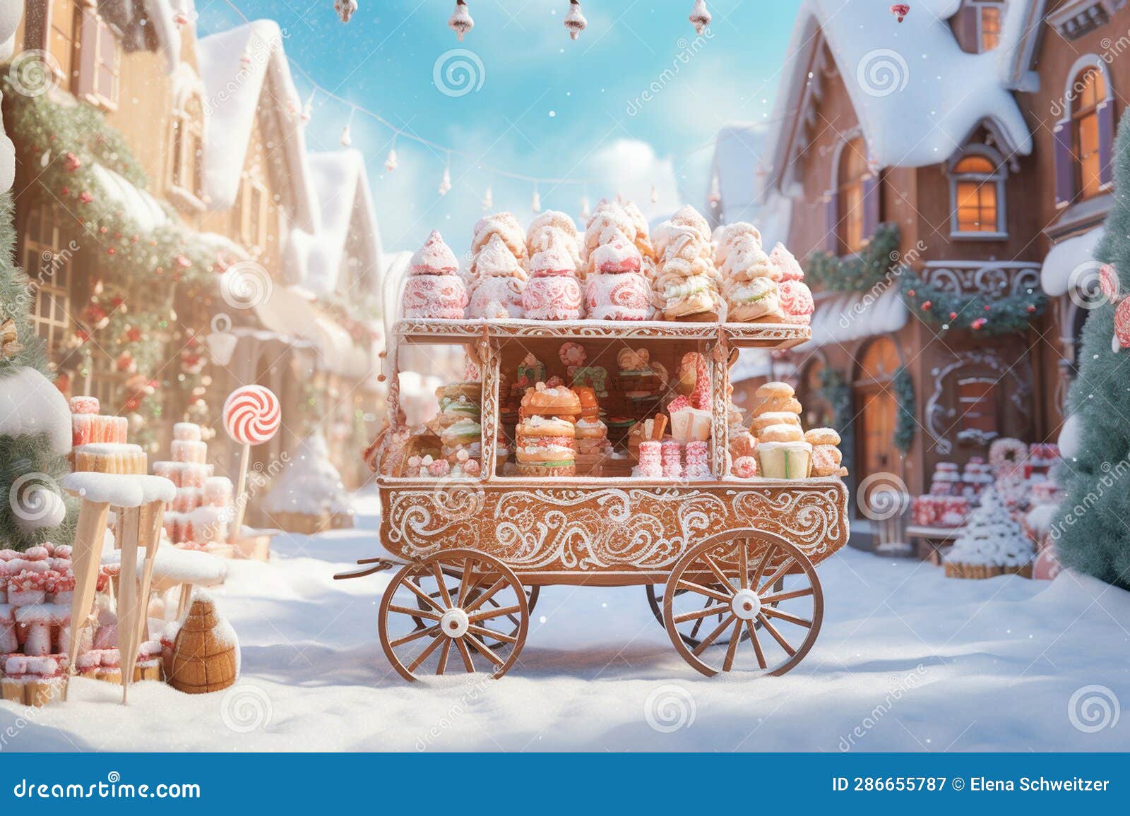 Gingerbread Cart. Ai Generated Image Stock Illustration - Illustration ...