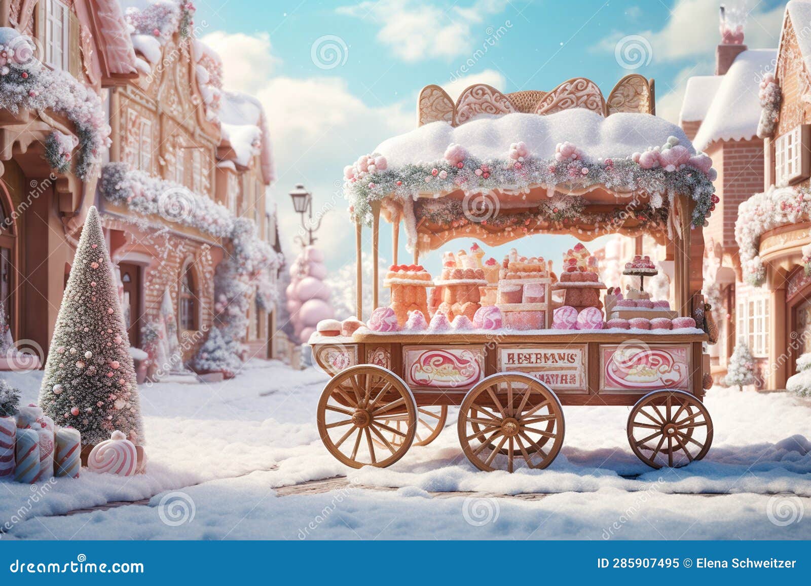 Gingerbread Cart. Ai Generated Image Stock Illustration - Illustration ...
