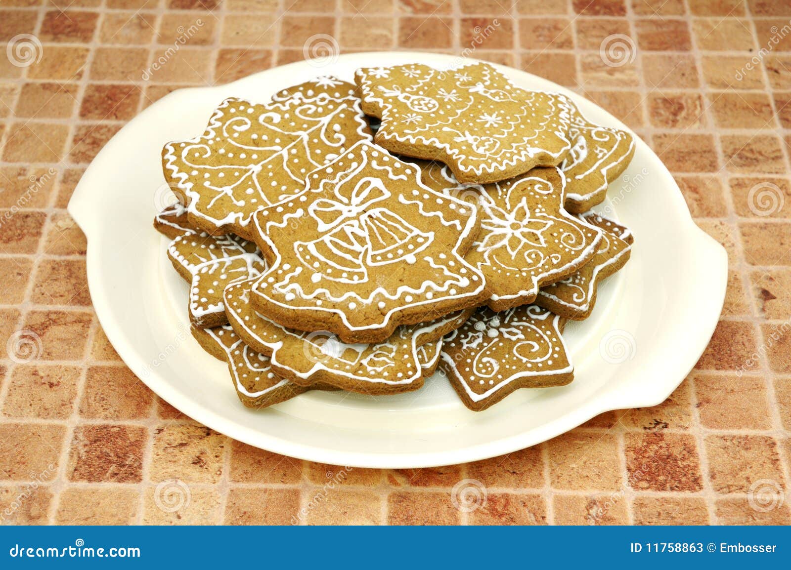Gingerbread Christmas Cookies on the Plate Stock Image - Image of ...