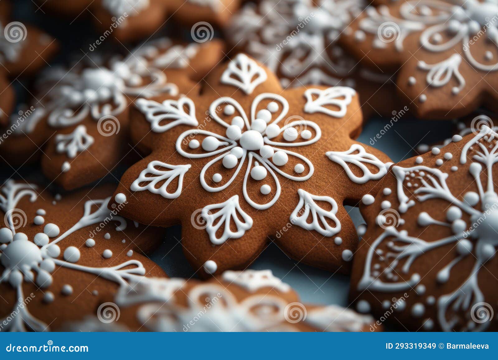 Gingerbread Cookie Pattern with Icing Details. Generative AI Stock ...