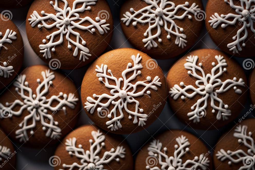 Gingerbread Cookie Pattern with Icing Details. Generative AI Stock ...