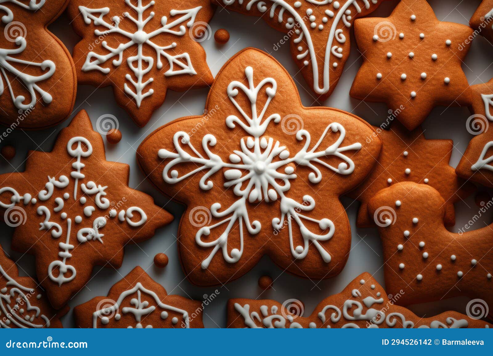 Gingerbread Cookie Pattern with Icing Details. Generative AI Stock ...