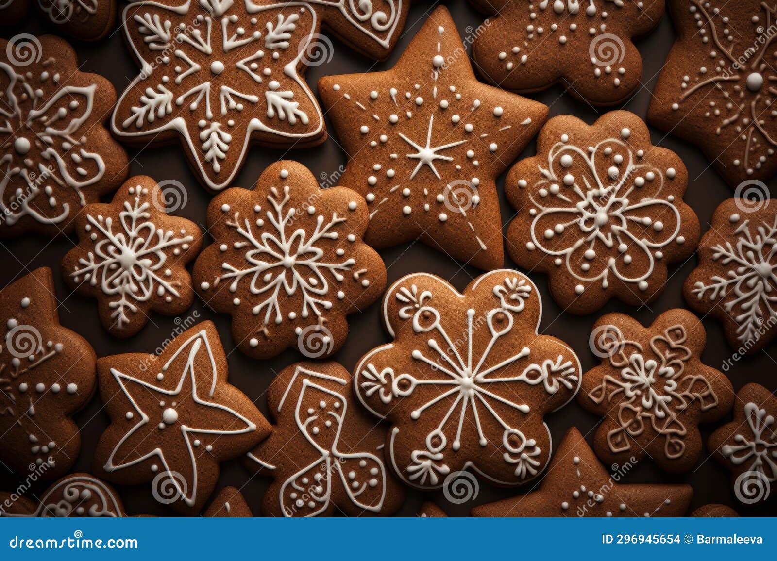Gingerbread Cookie Pattern with Icing Details. Generative AI Stock ...