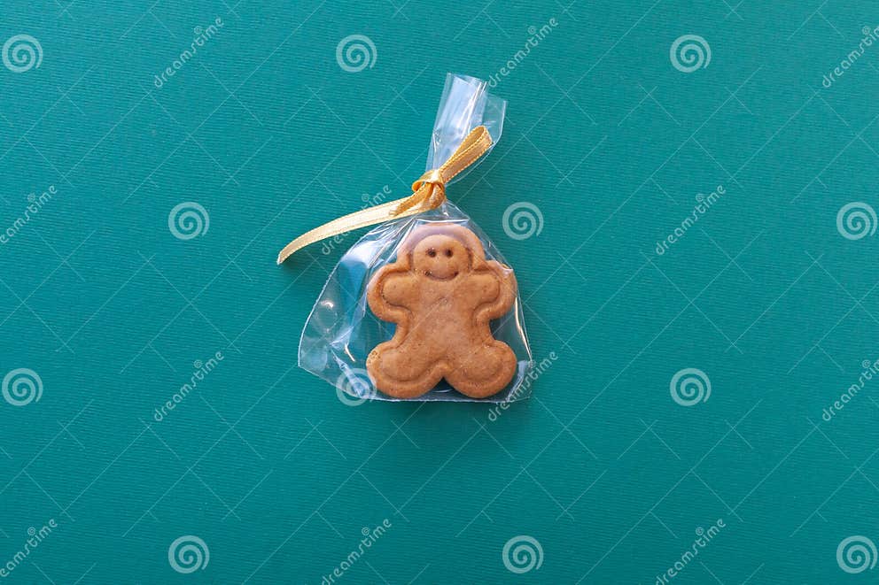Gingerbread Cookie in Plastic Wrap Stock Photo - Image of bakery ...