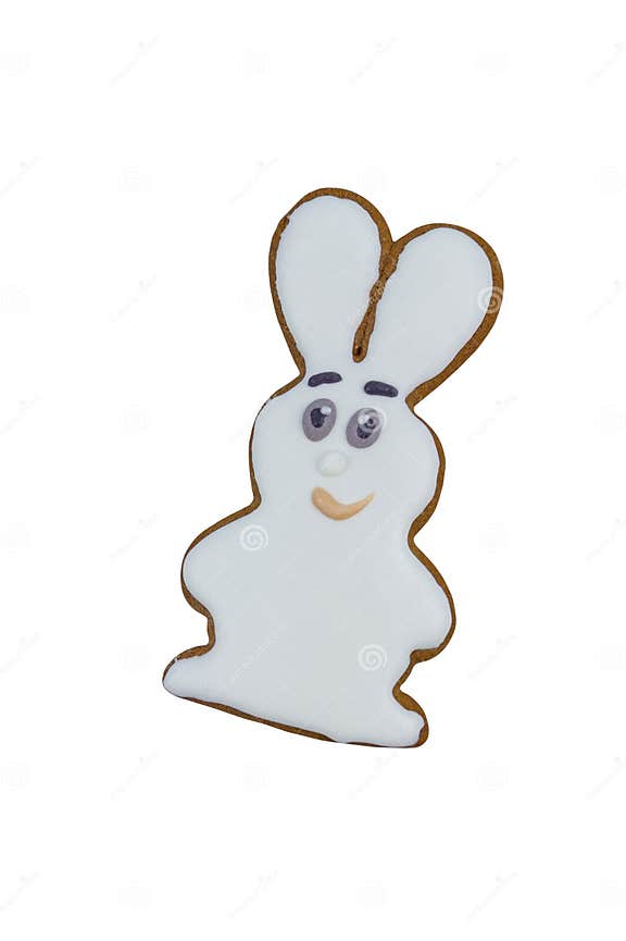 Gingerbread Cookie in Shape of Bunny Isolated on White Background Stock ...