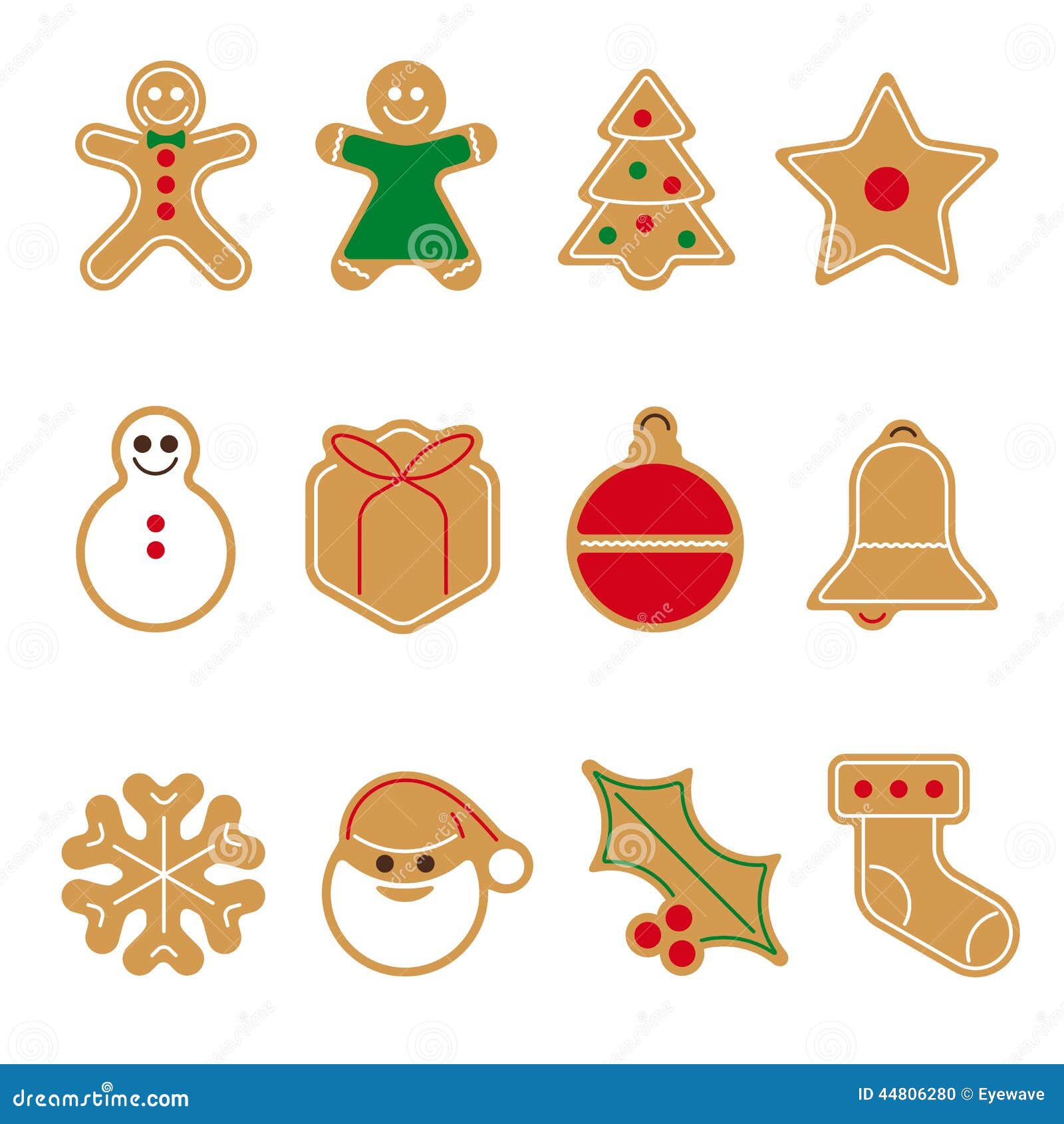 Gingerbread Cookie Vector Icon Set Stock Vector - Illustration of icon ...