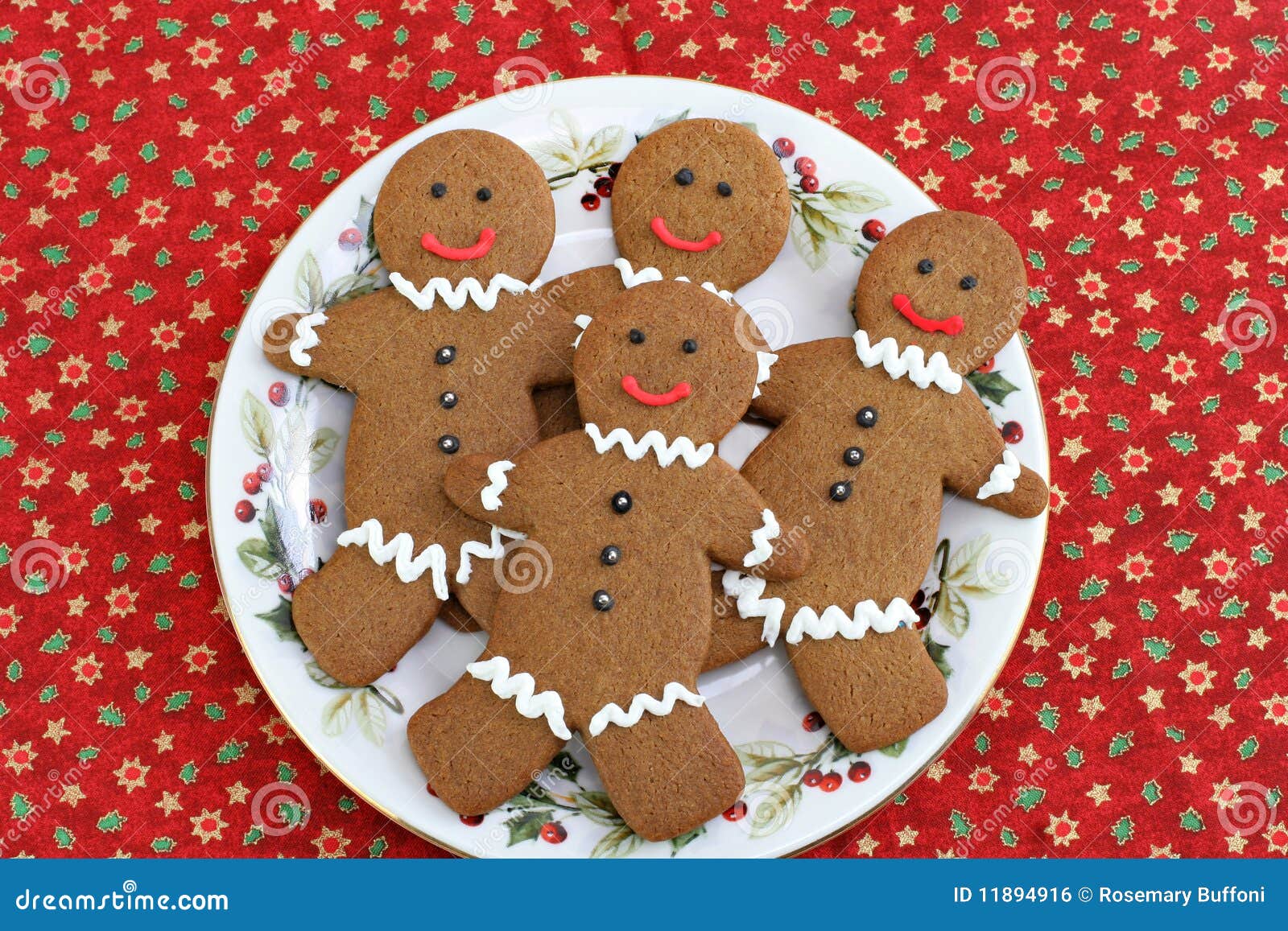 Gingerbread Cookies on a Christmas Plate. Stock Photo - Image of ...
