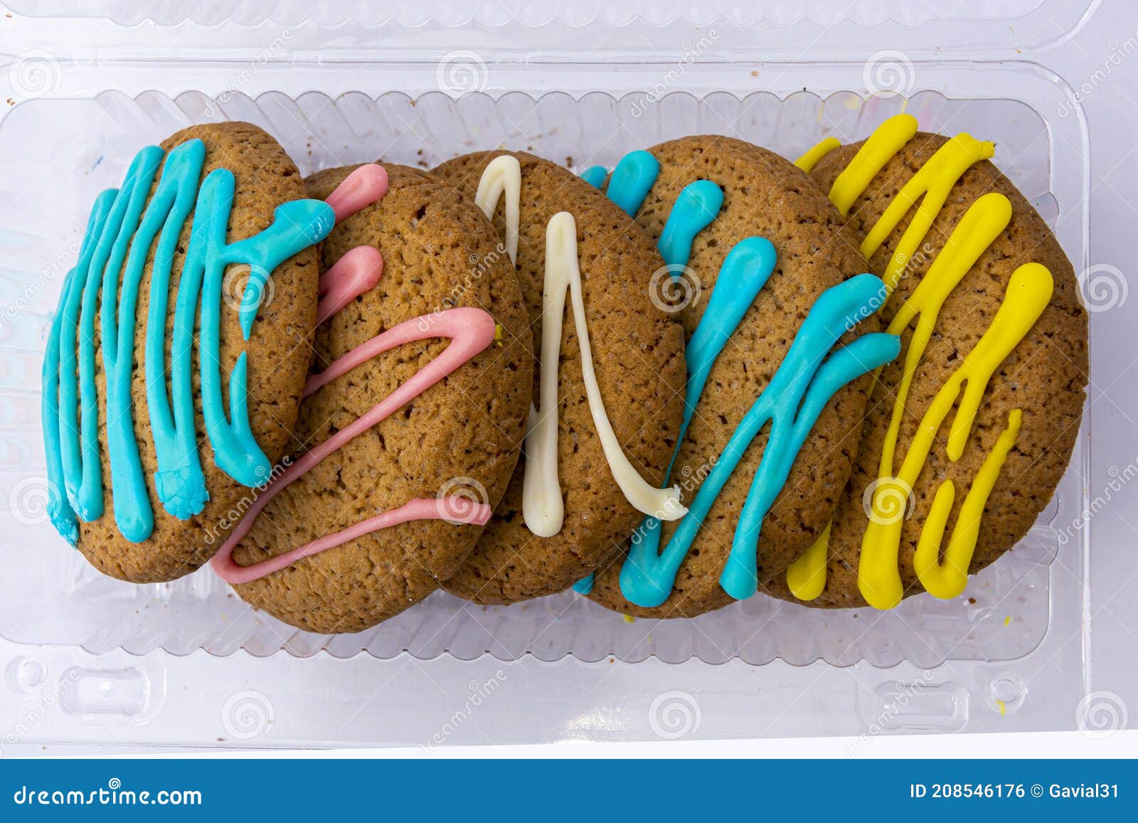 Gingerbread Cookies Decorated with Colored Glaze. Biscuits in ...