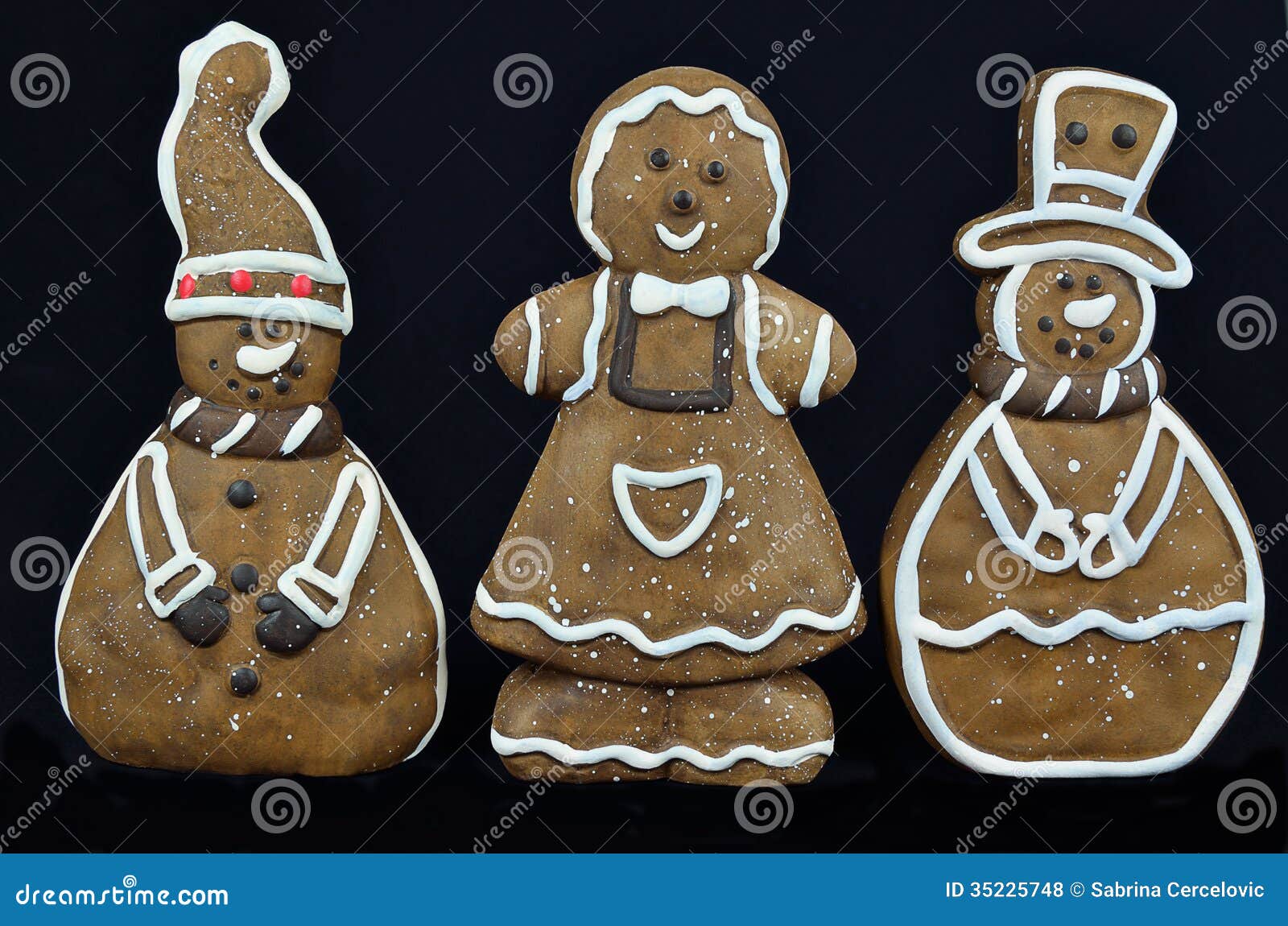 Gingerbread Cookies, Isolated on Black Stock Photo - Image of white ...