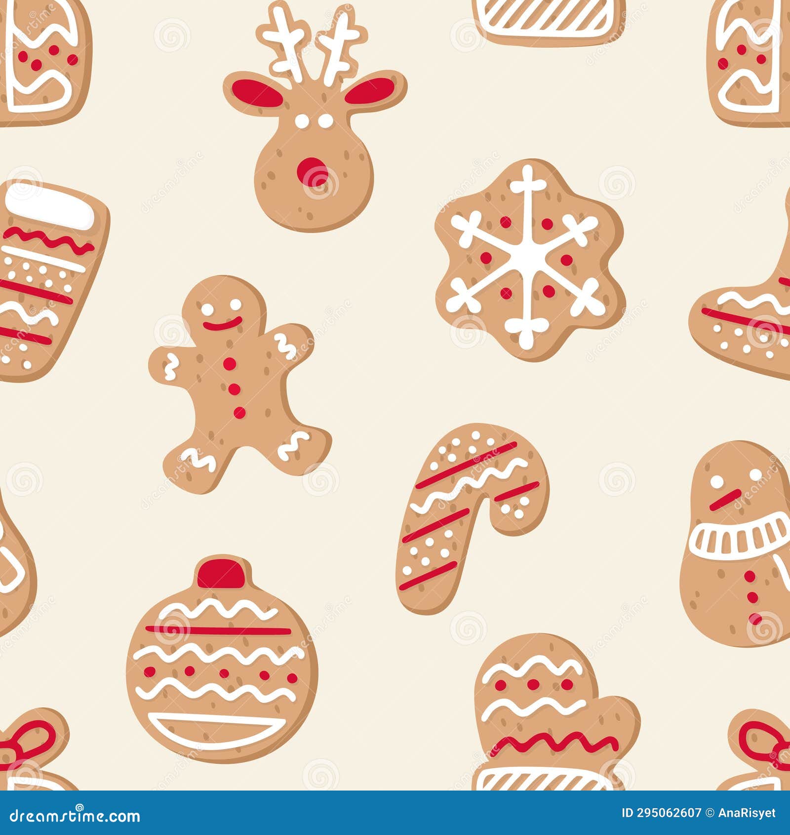 Gingerbread Cookies Pattern. Flat Cartoon Style Stock Vector ...