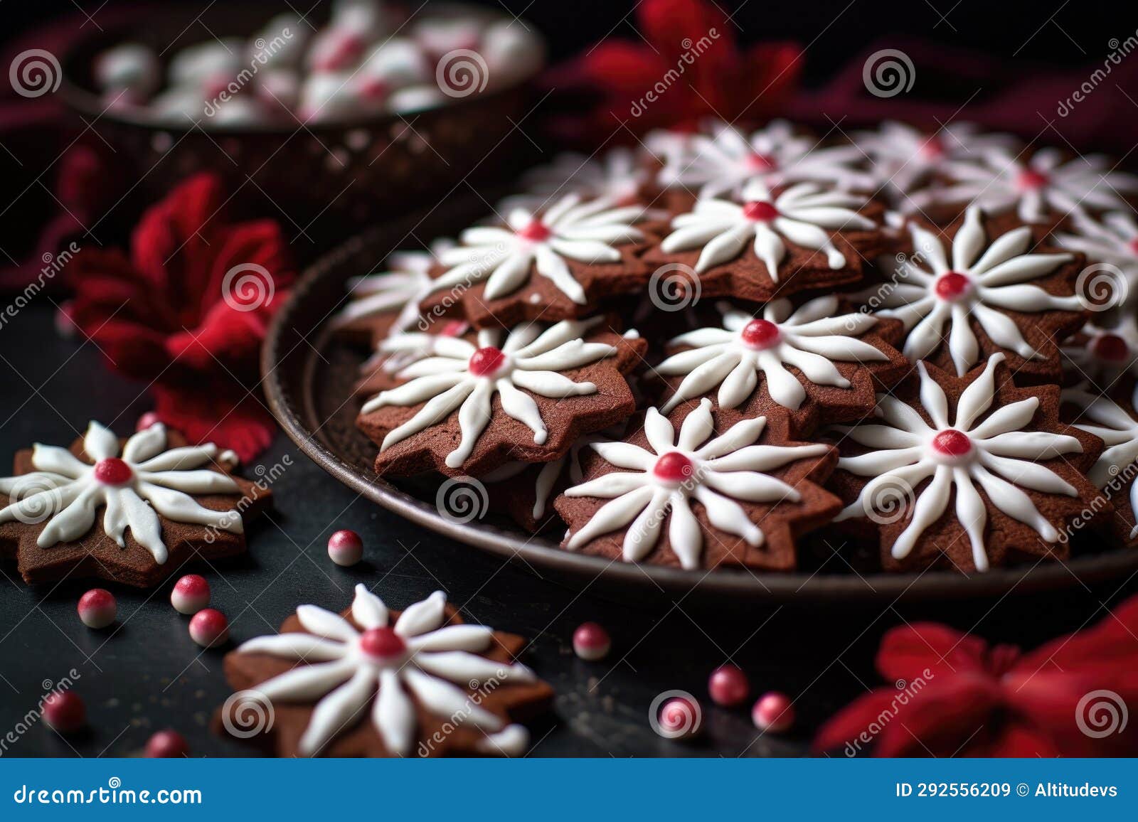 Gingerbread Cookies with Red and White Icing Stock Image - Image of ...