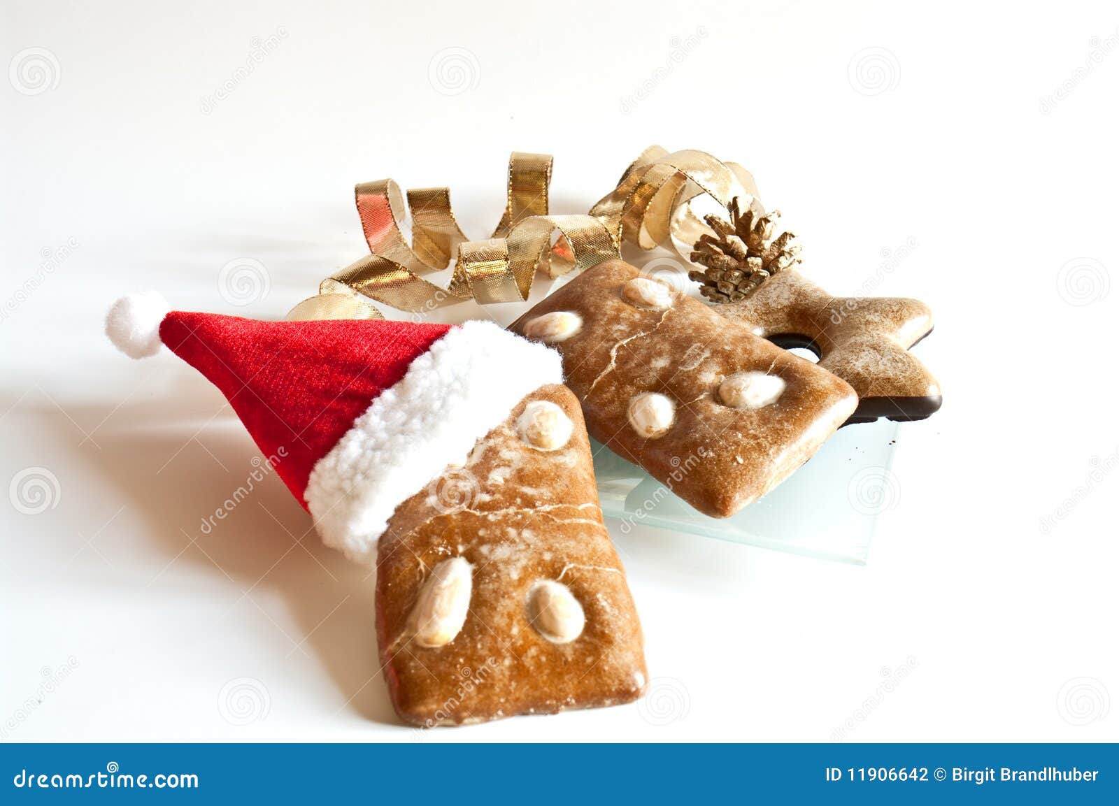 Gingerbread Cookies and Santa Hat Stock Photo - Image of decoration ...