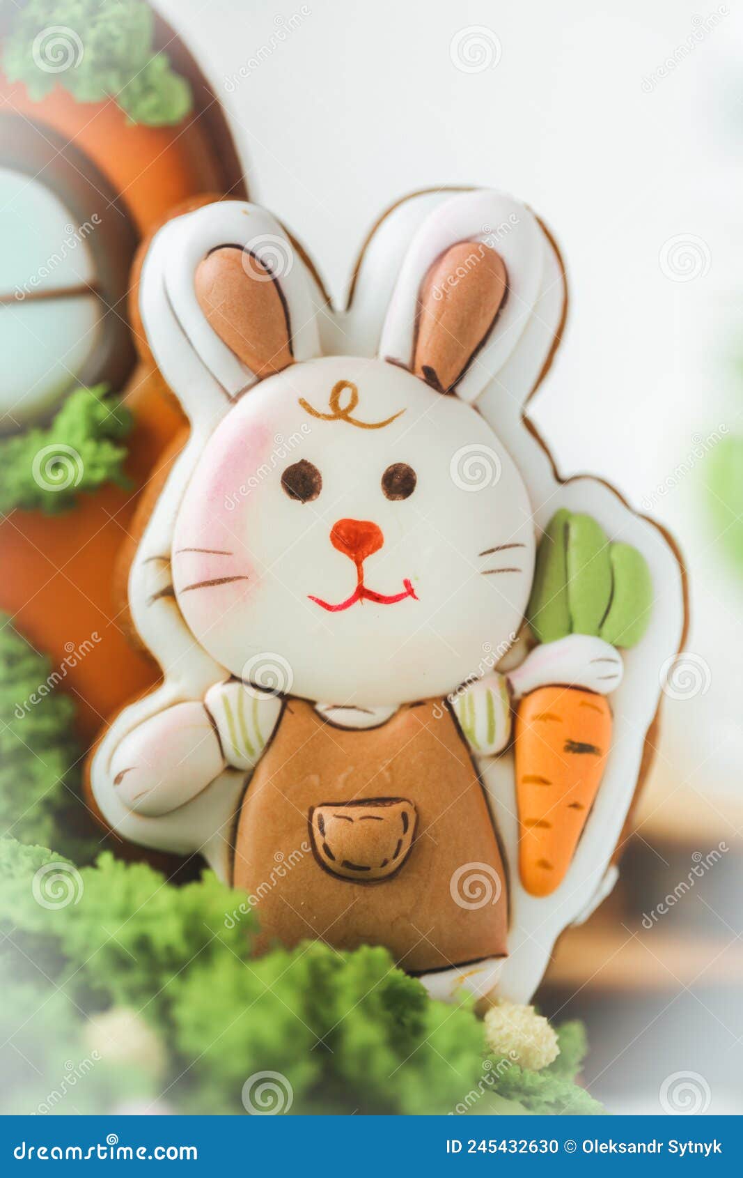 Gingerbread Cookies in the Shape of Cute Easter Bunny Decorated with ...