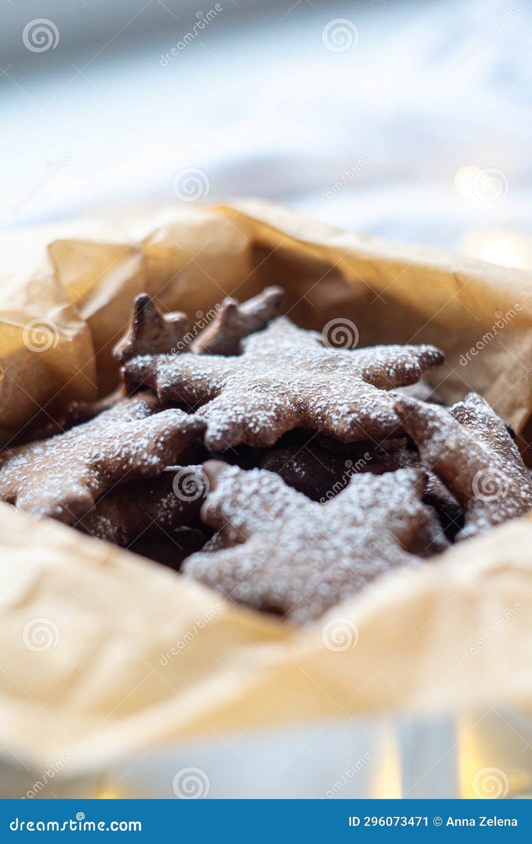 Gingerbread Cookies Sprinkled with Powdered Sugar in a Box Stock Image ...