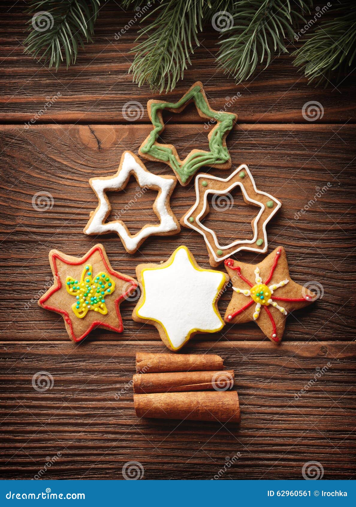 Gingerbread Cookies Stacked As Christmas Tree. Stock Image - Image of ...