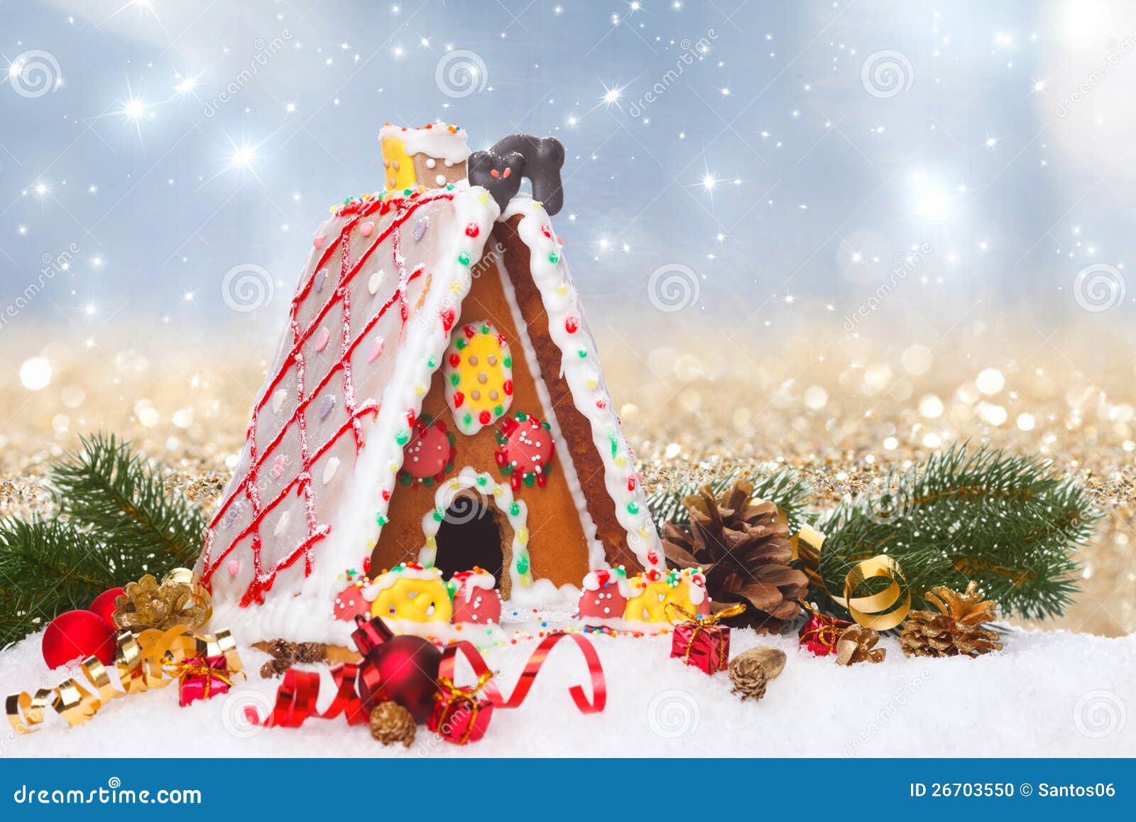 Gingerbread cottage stock photo. Image of snow, colorful - 26703550