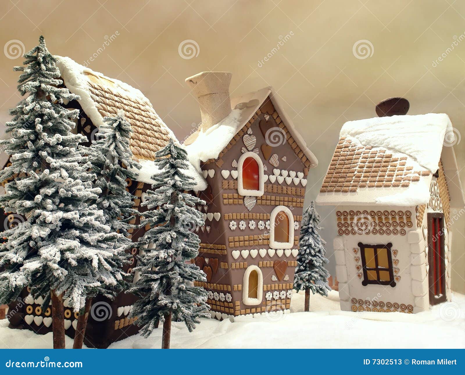 Gingerbread cottages stock image. Image of snow, lodge - 7302513