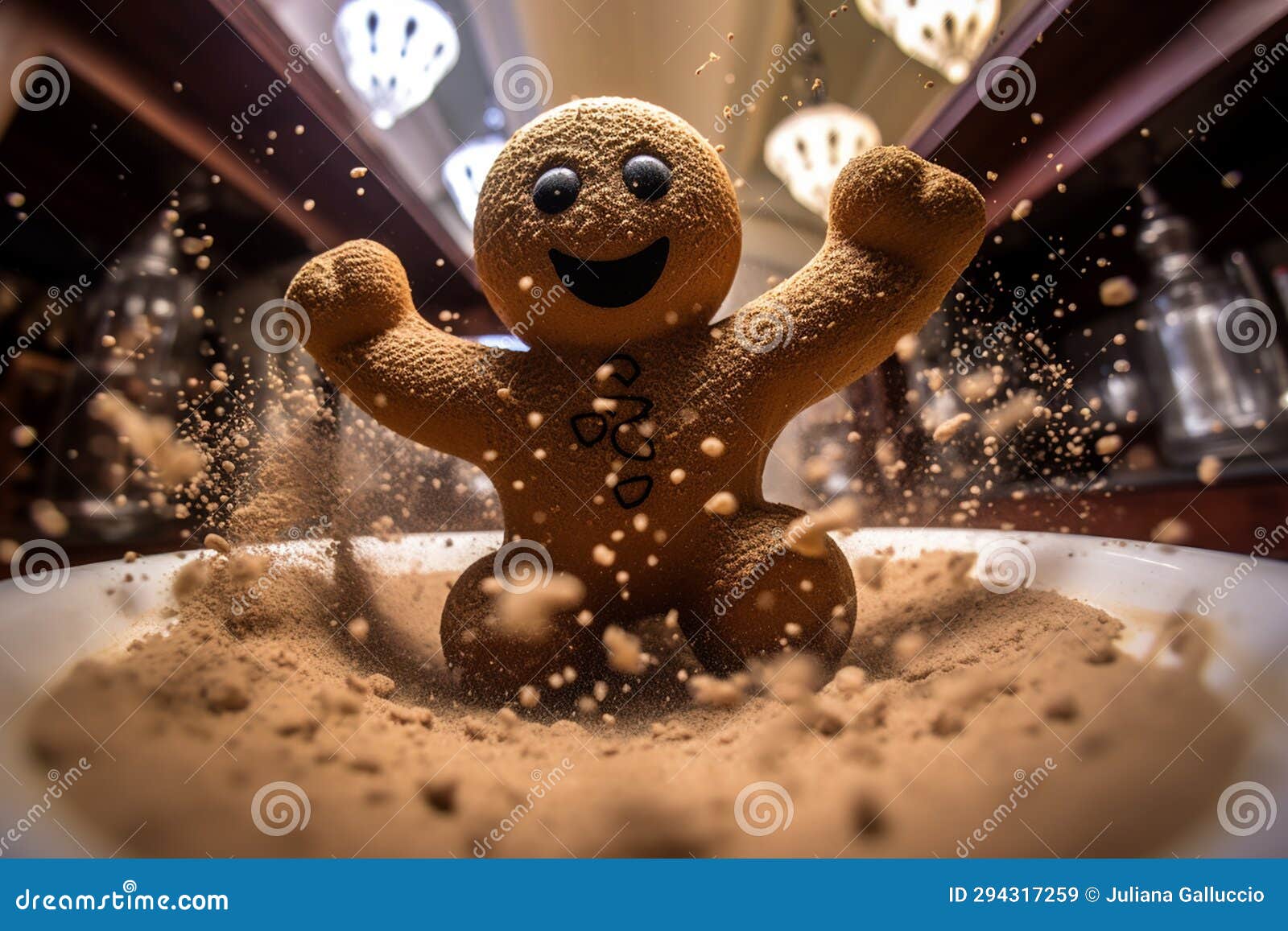Gingerbread Man Dancing In Cocoa Powder Royalty-Free Stock Photo ...
