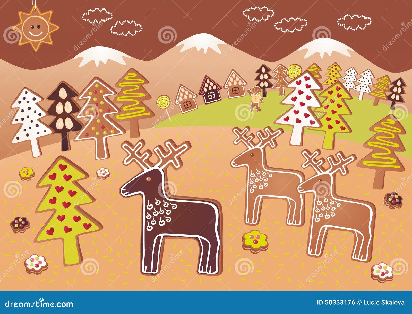 Gingerbread deers stock vector. Illustration of baking - 50333176