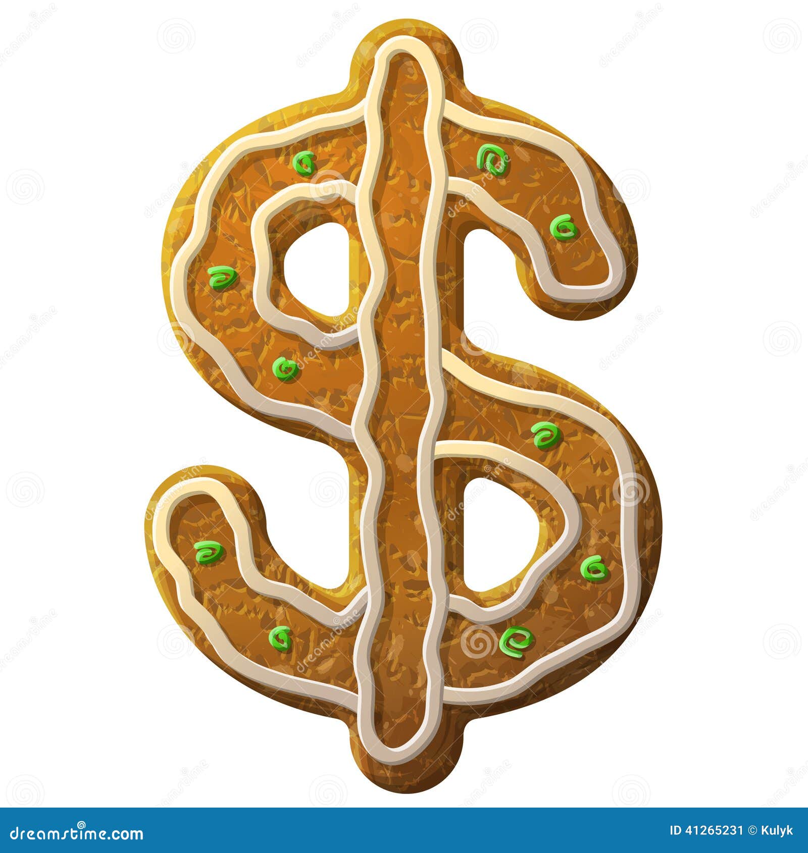 Gingerbread Dollar Decorated Colored Icing Stock Vector - Illustration ...