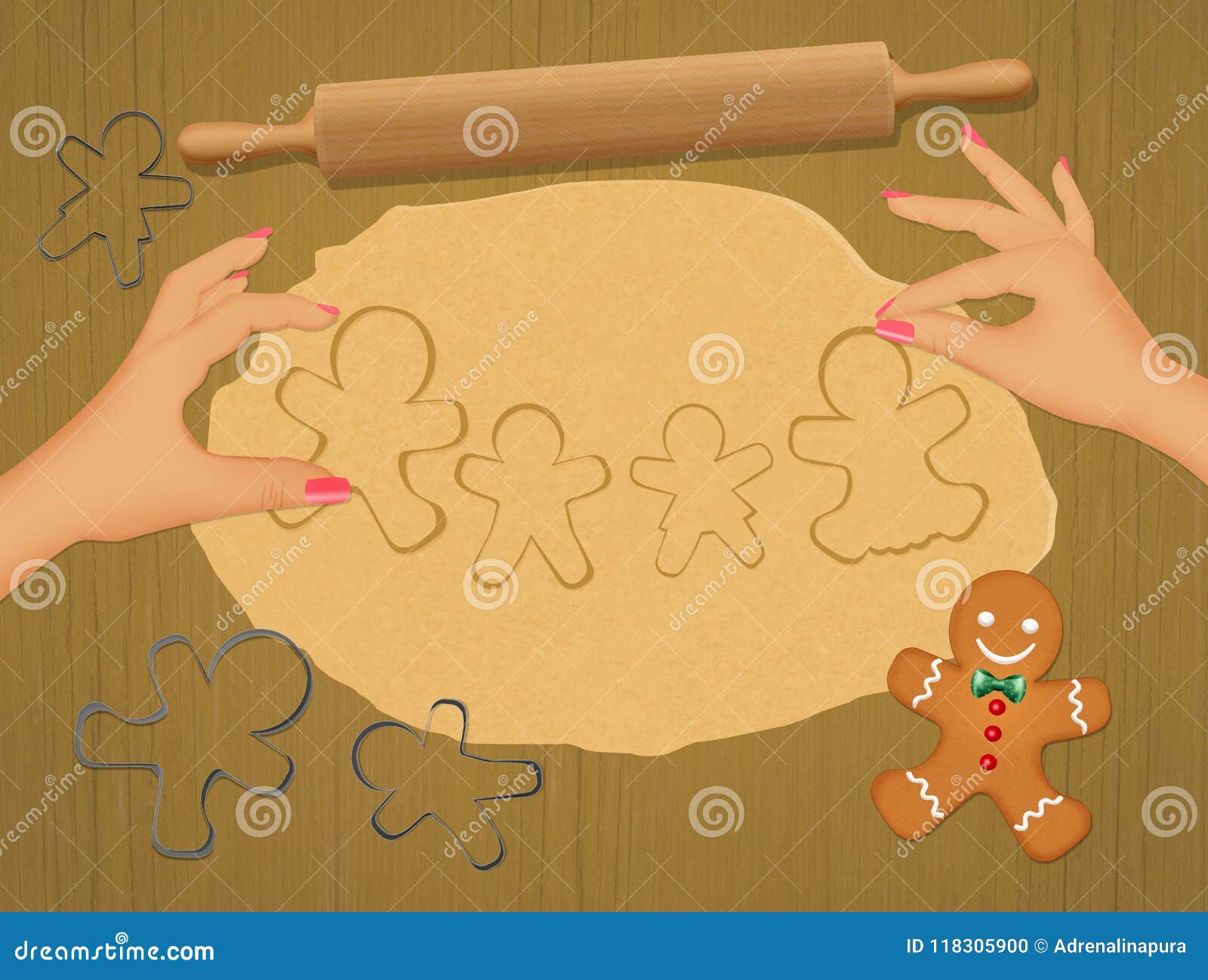 Gingerbread family stock illustration. Illustration of rolling - 118305900