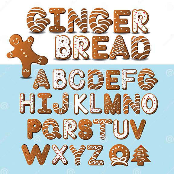 Gingerbread Font and Gingerbread Man Stock Vector - Illustration of ...