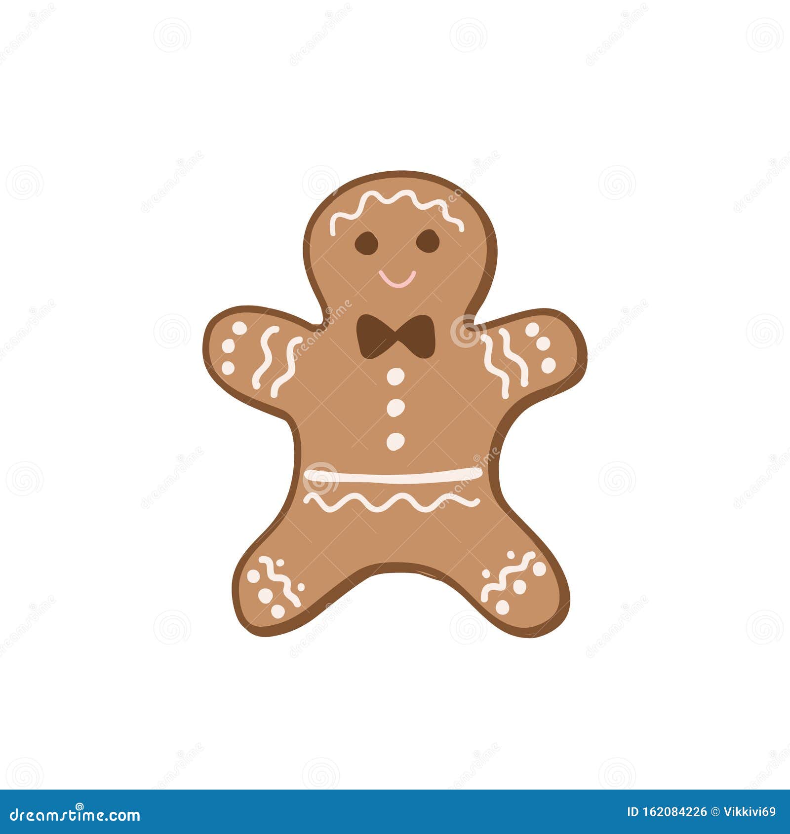 Gingerbread in the Form of a Man. Vector Color Illustration in Doodle ...