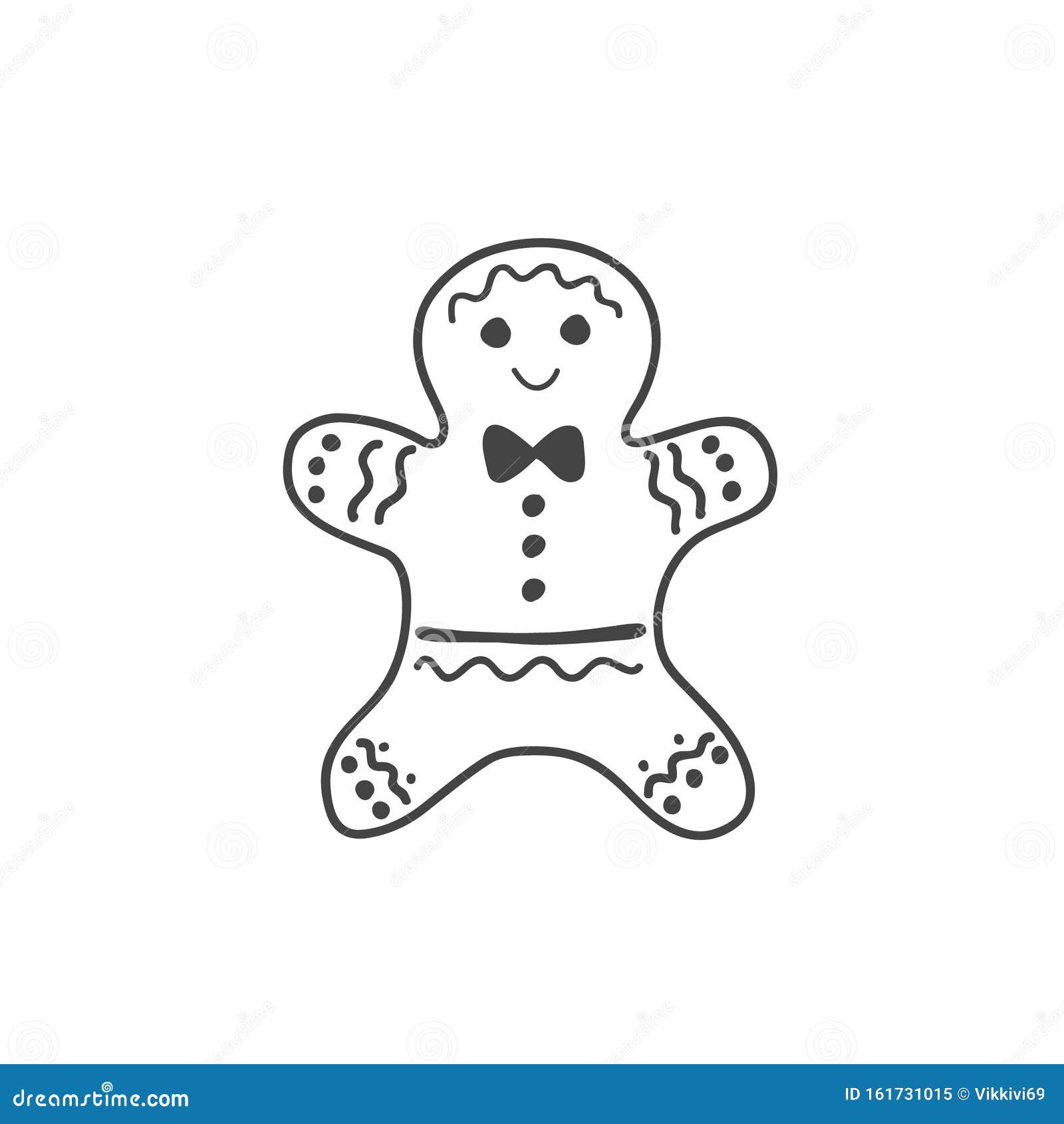 Gingerbread in the Form of a Man. Vector Linear Illustration in Doodle ...