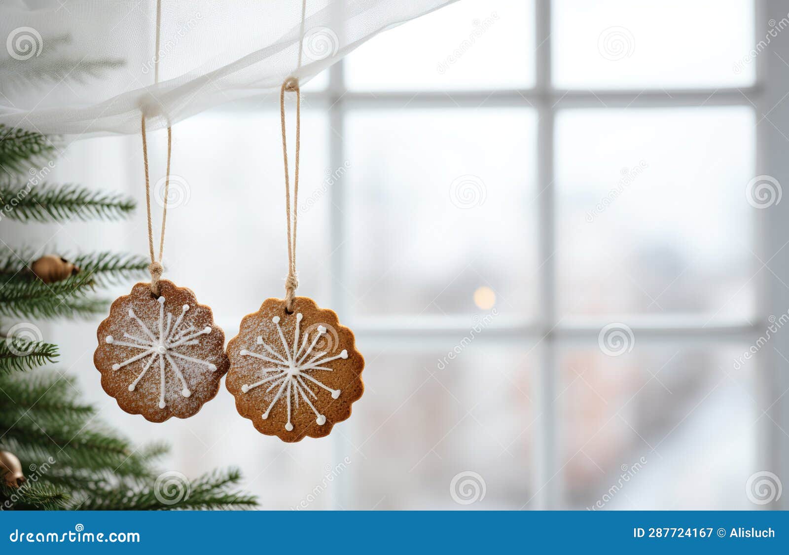 Gingerbread Gingerbread Hanging from a String As Christmas Decorations ...
