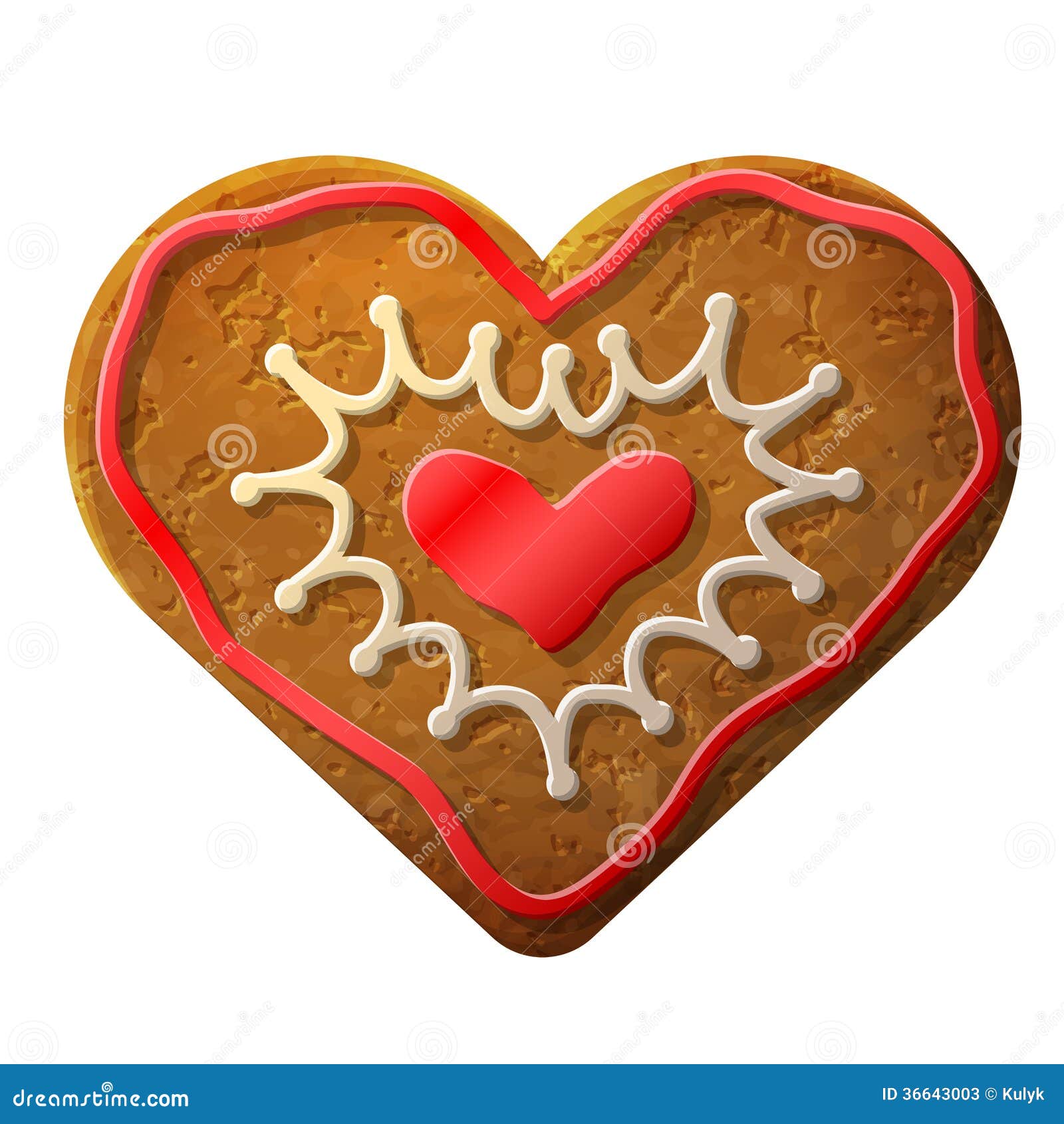 Gingerbread Heart Decorated Colored Icing Stock Vector - Illustration ...