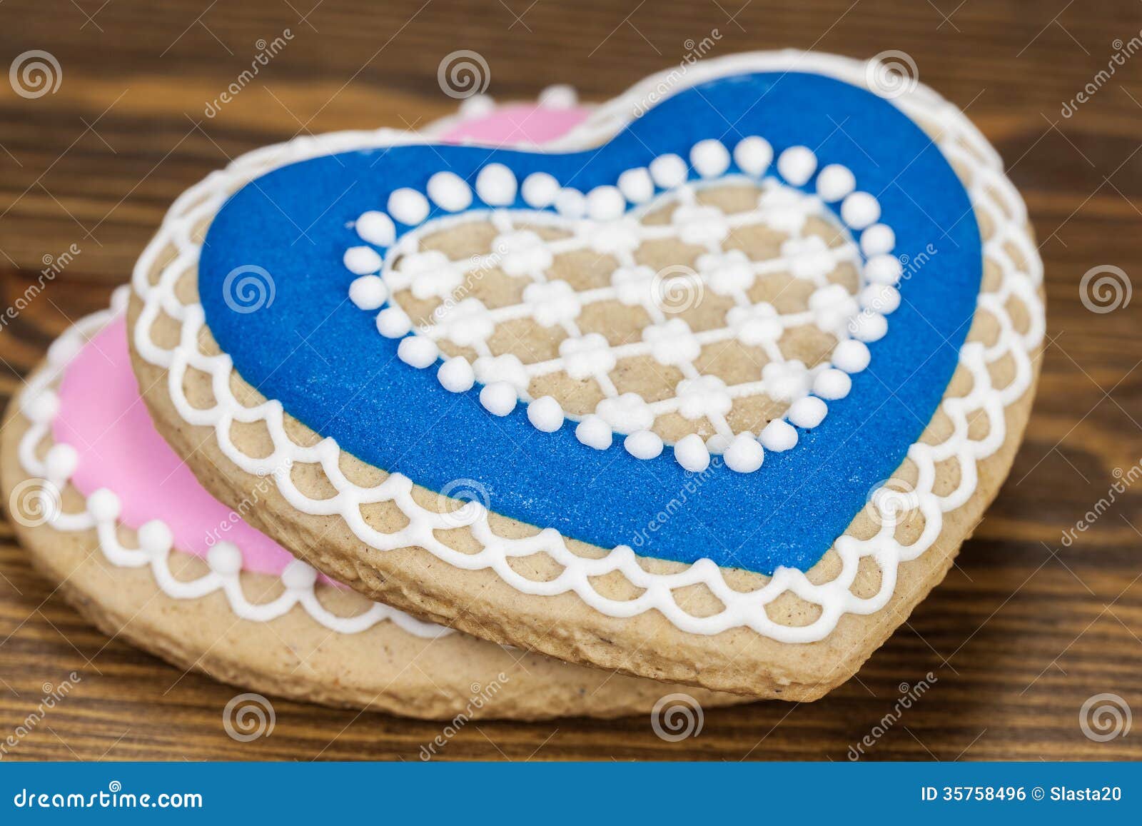 Gingerbread. Heart Shape Cookies Stock Photo - Image of food, glaze ...