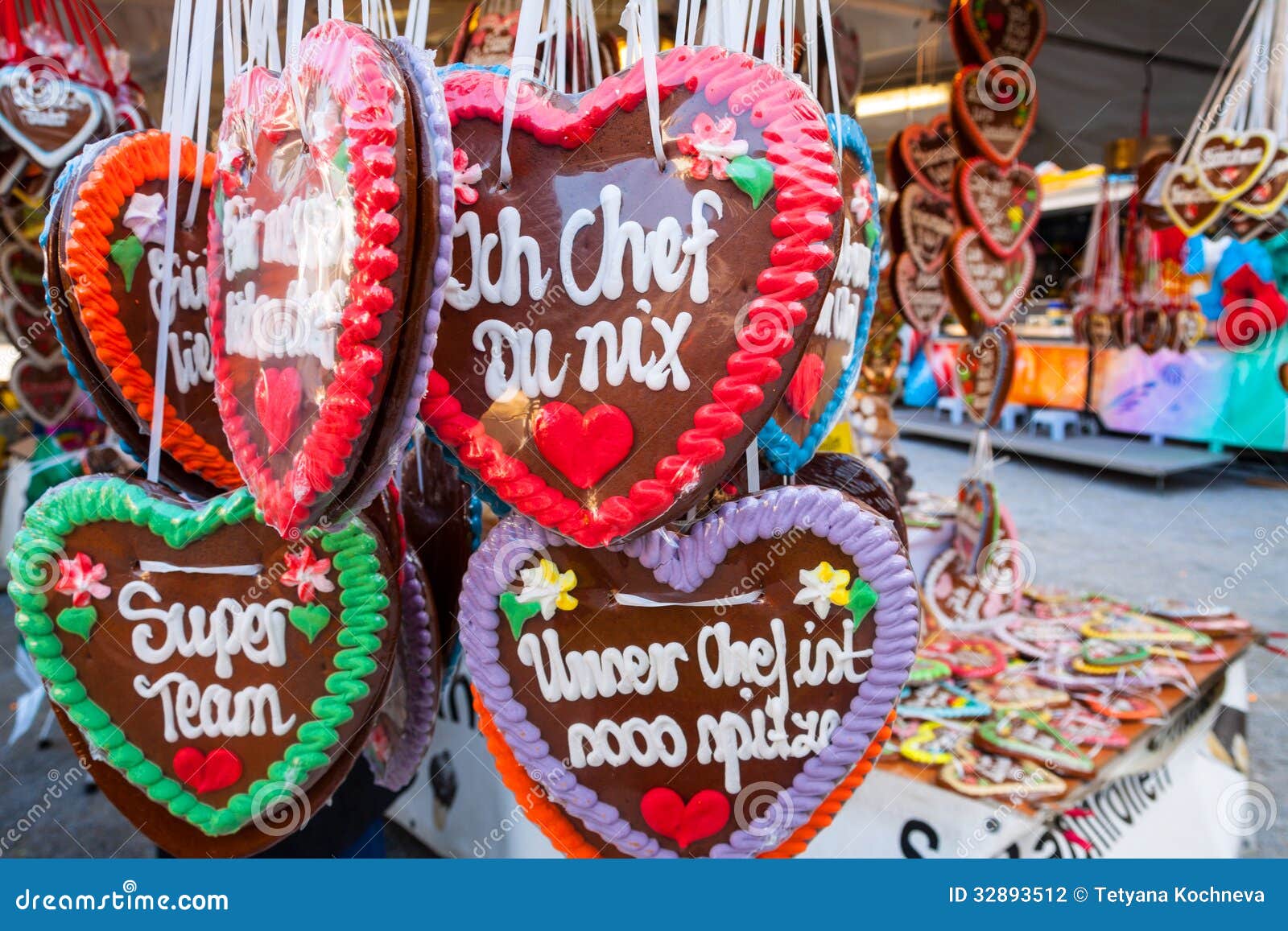 Gingerbread Hearts at the Oktoberfest Stock Photo - Image of ...
