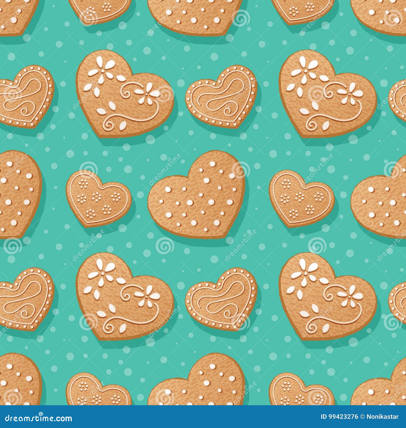 Gingerbread hearts pattern stock vector. Illustration of cartoon - 99423276