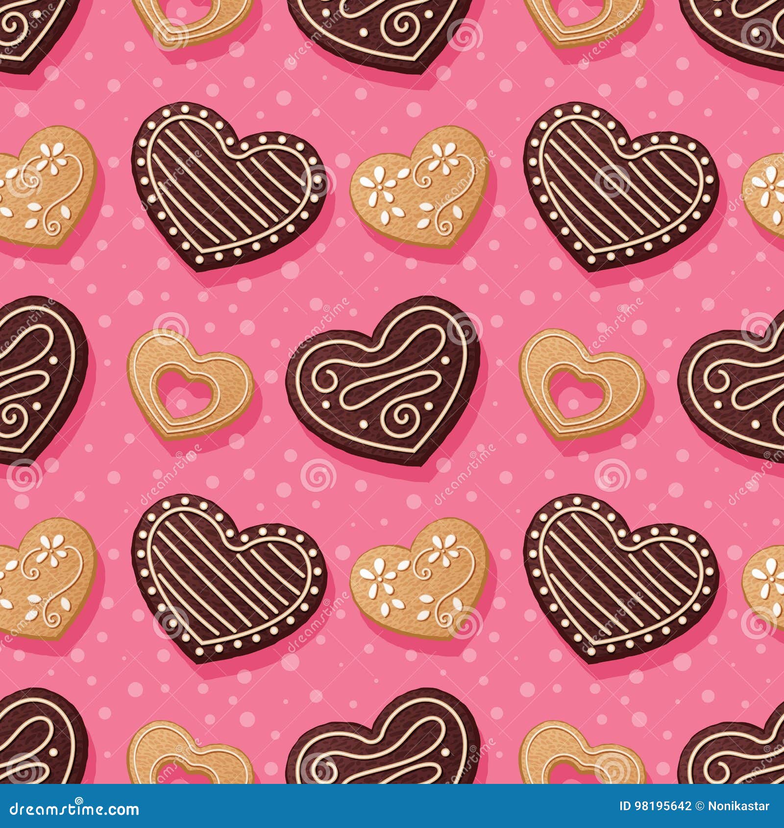 Gingerbread hearts pattern stock vector. Illustration of ginger - 98195642